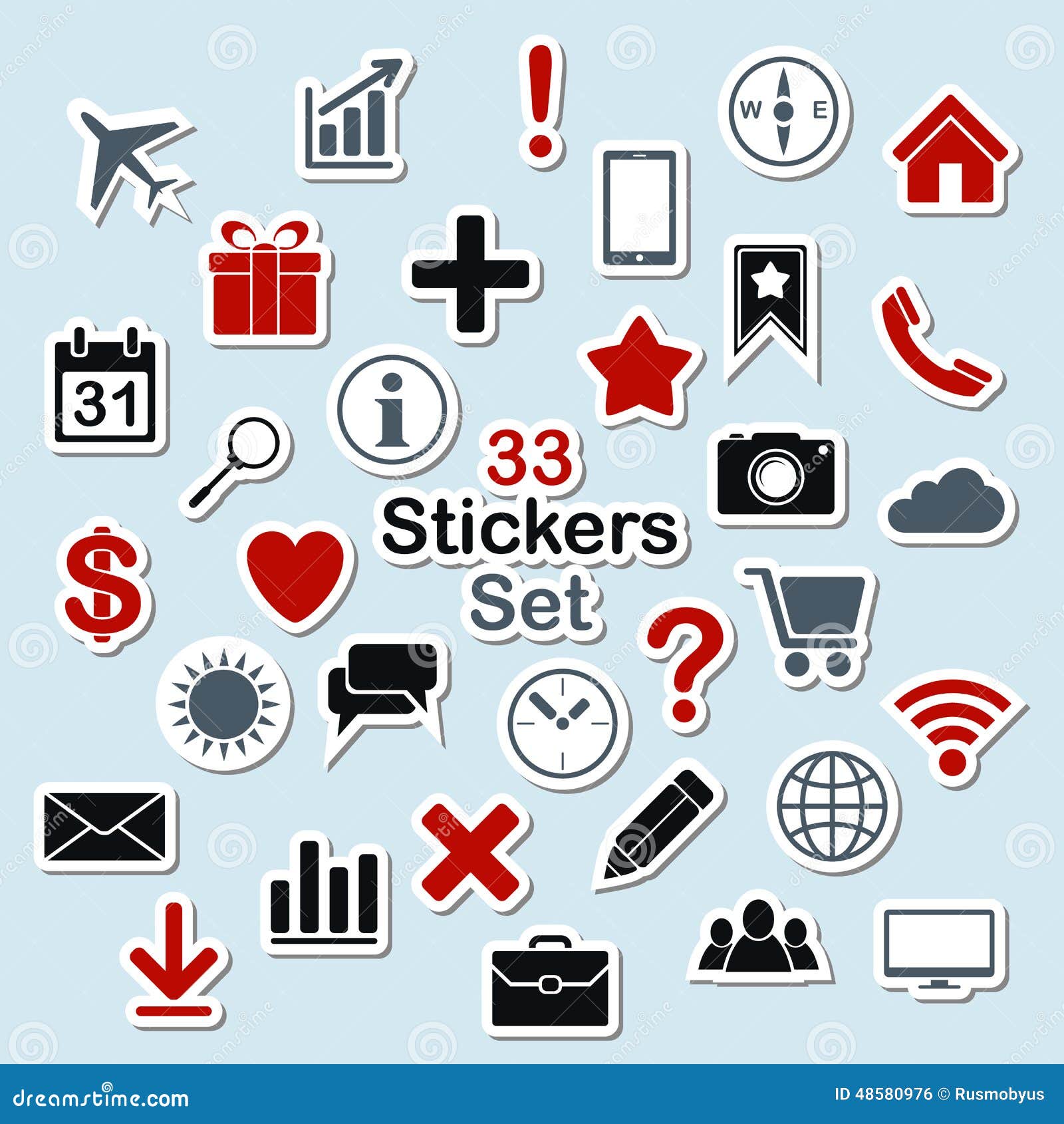 Set of Icon Stickers for Mobile App and Web Stock Vector - Illustration ...