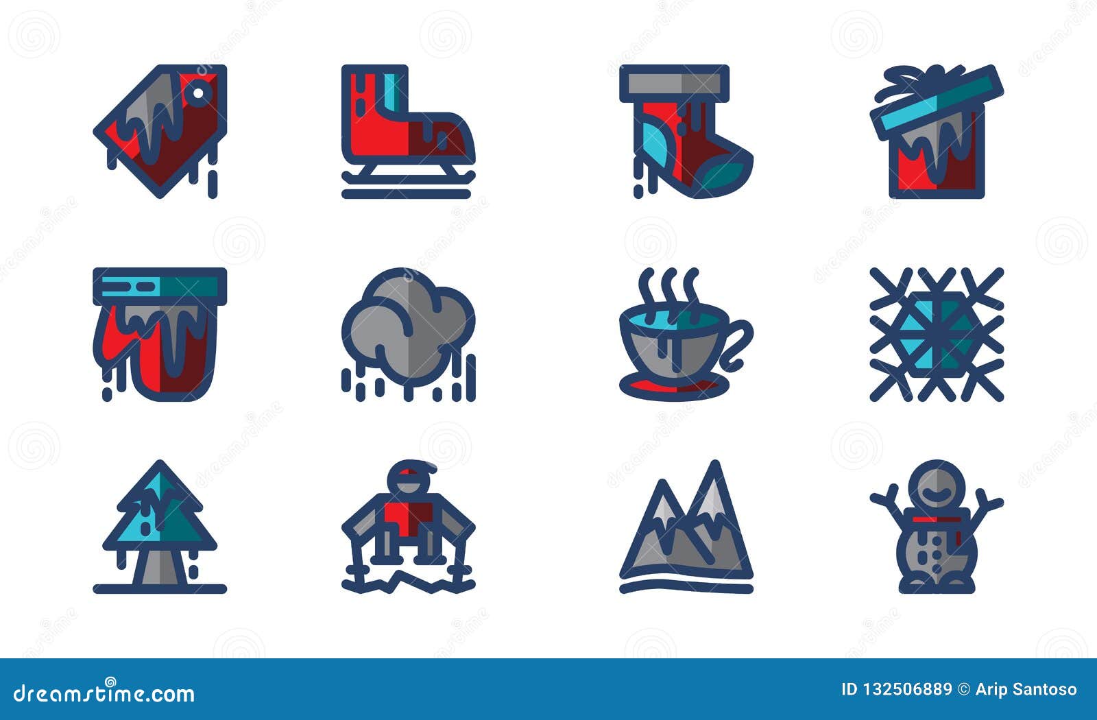 Set Icon Winter Template Vector Stock Vector - Illustration of present ...