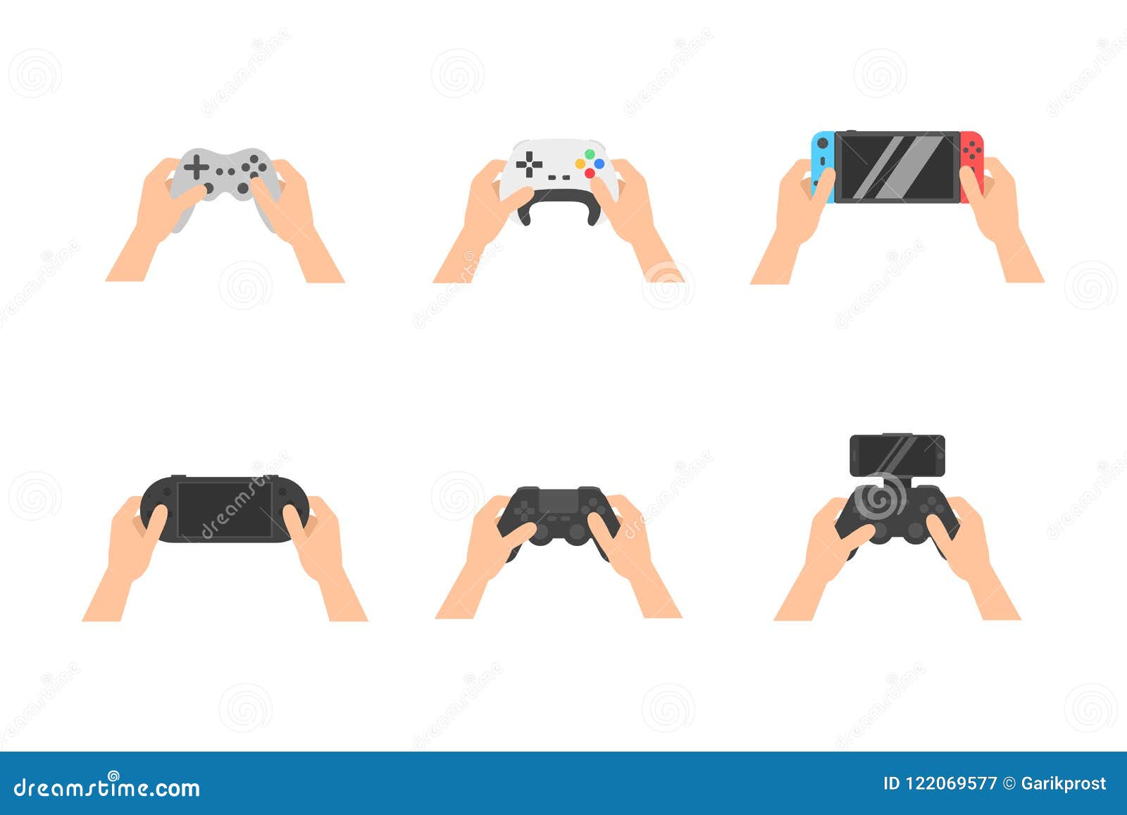 Set Icon Wireless Gamepad and Game Controllers with Screen Phone in ...