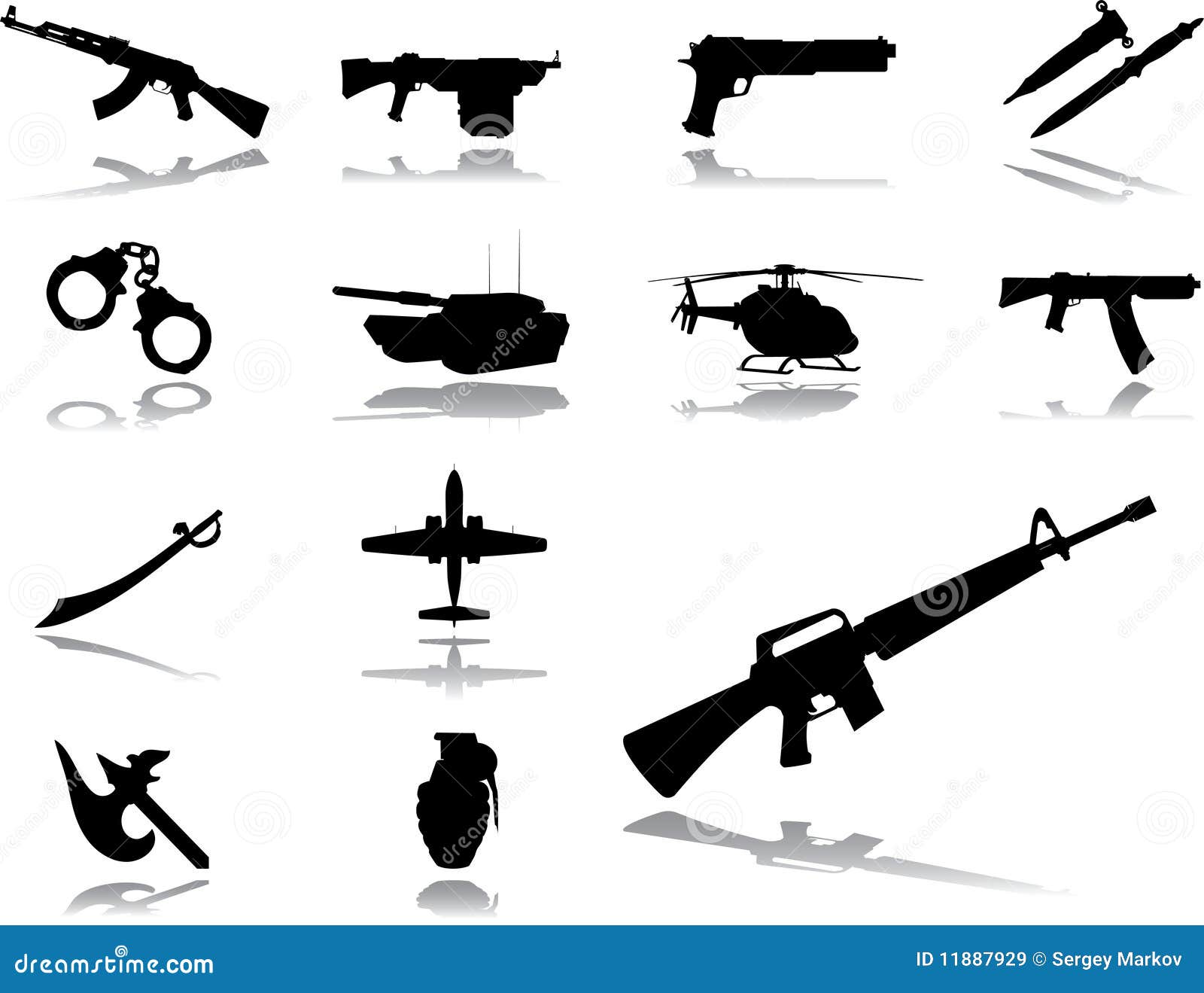 Set Icons - 91C. Weapon Cartoon Vector | CartoonDealer.com #8486541