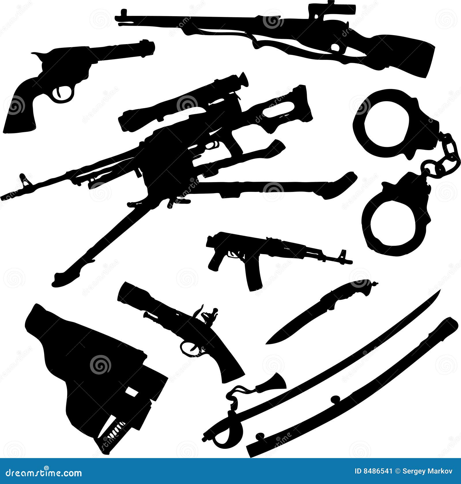Set icons - 91C. Weapon stock vector. Illustration of power - 8486541