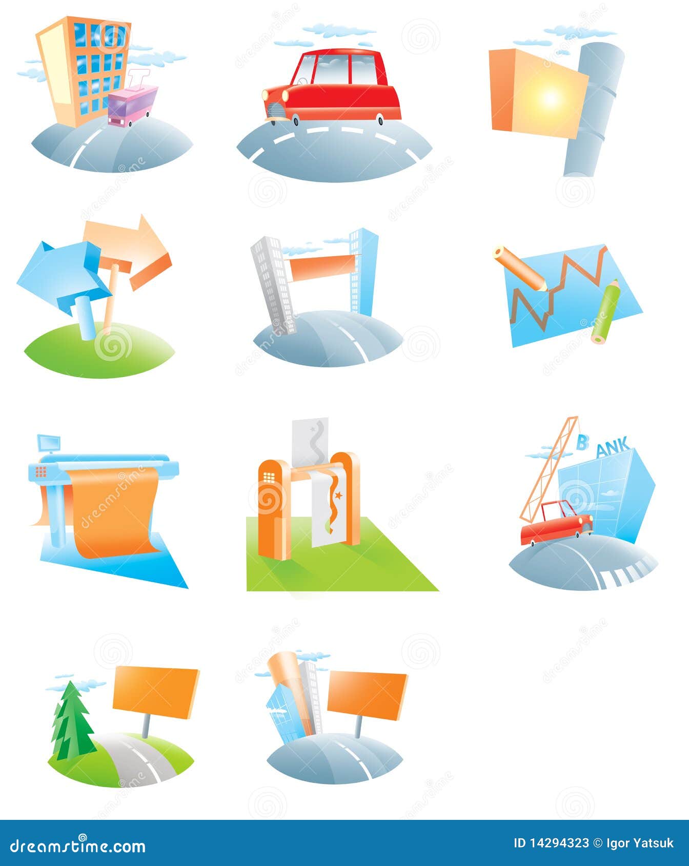 A Set of Icons for an Advertising Agency Stock Illustration ...