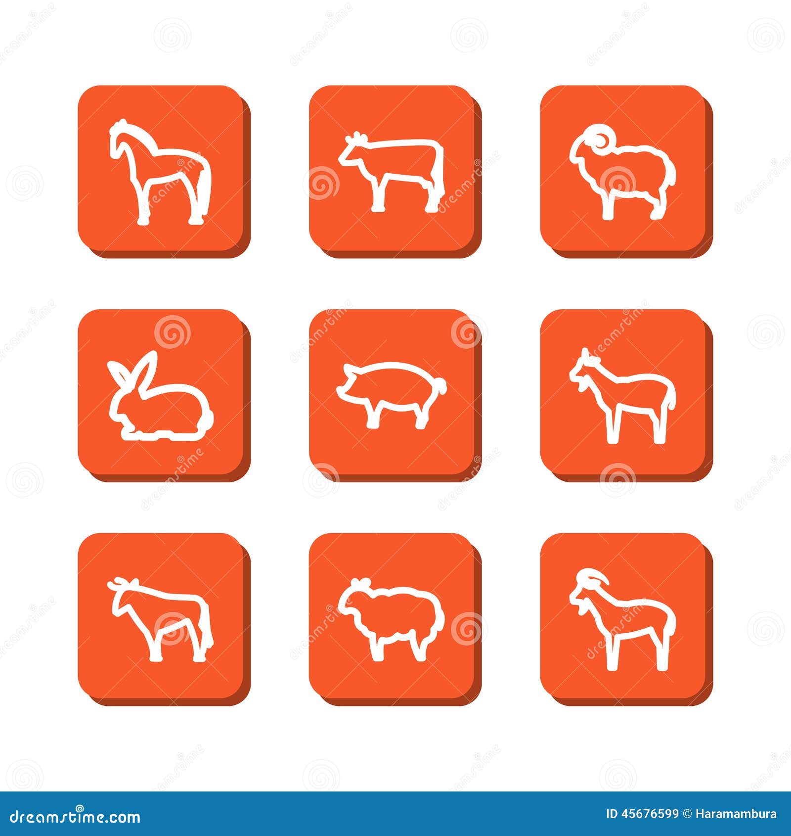 Set with Icons - Animals on a Farm Stock Vector - Illustration of ...