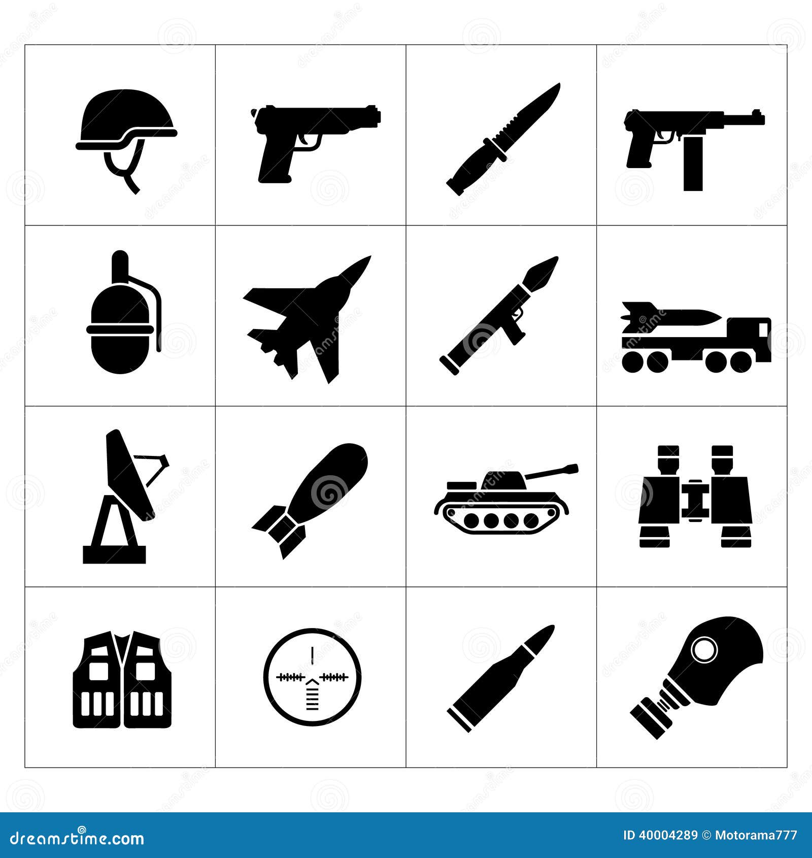 Set Icons of Army and Military Stock Vector - Illustration of button ...
