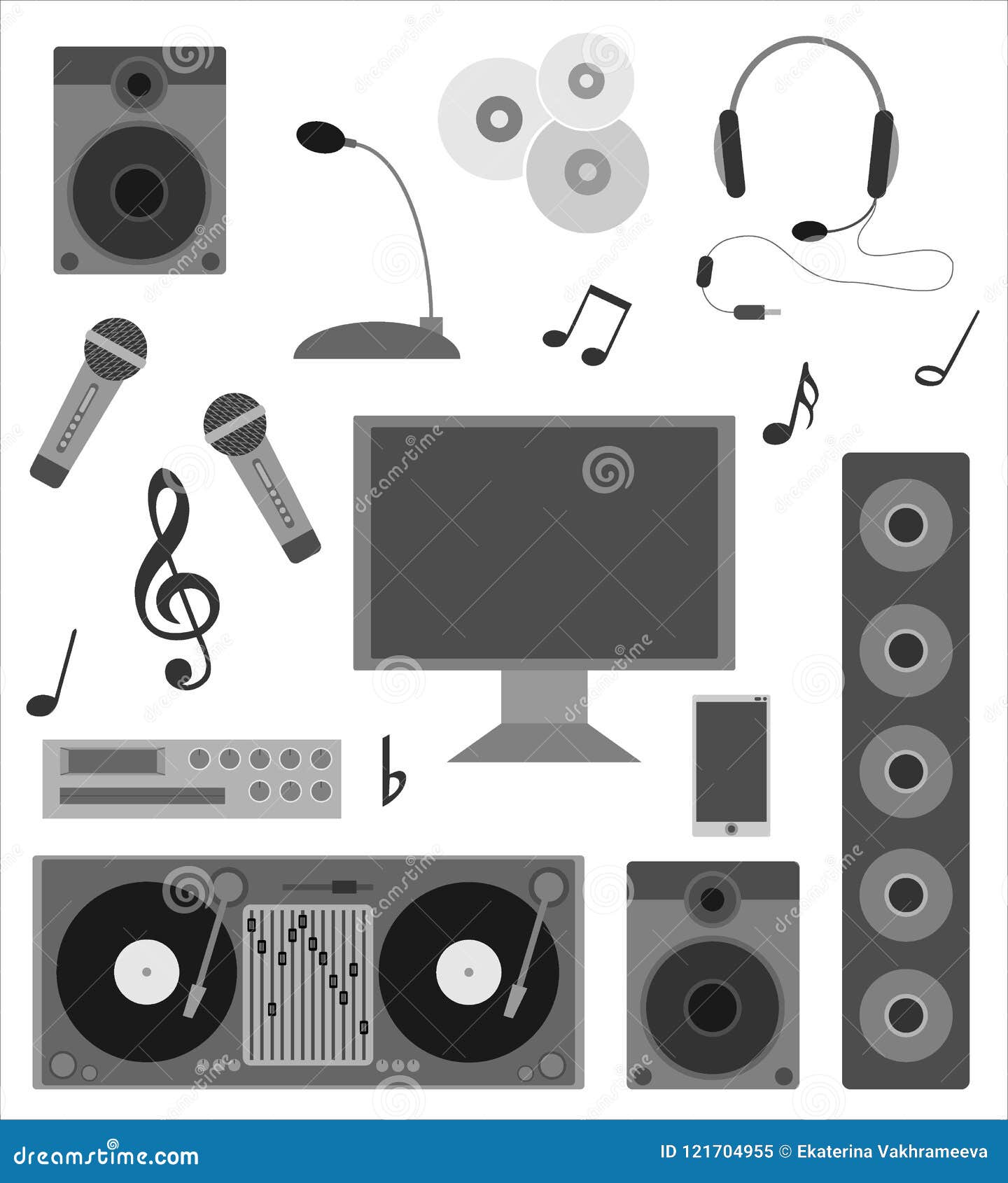 Set of Icons for Audio Recordings and DJs.Vector Stock Vector ...