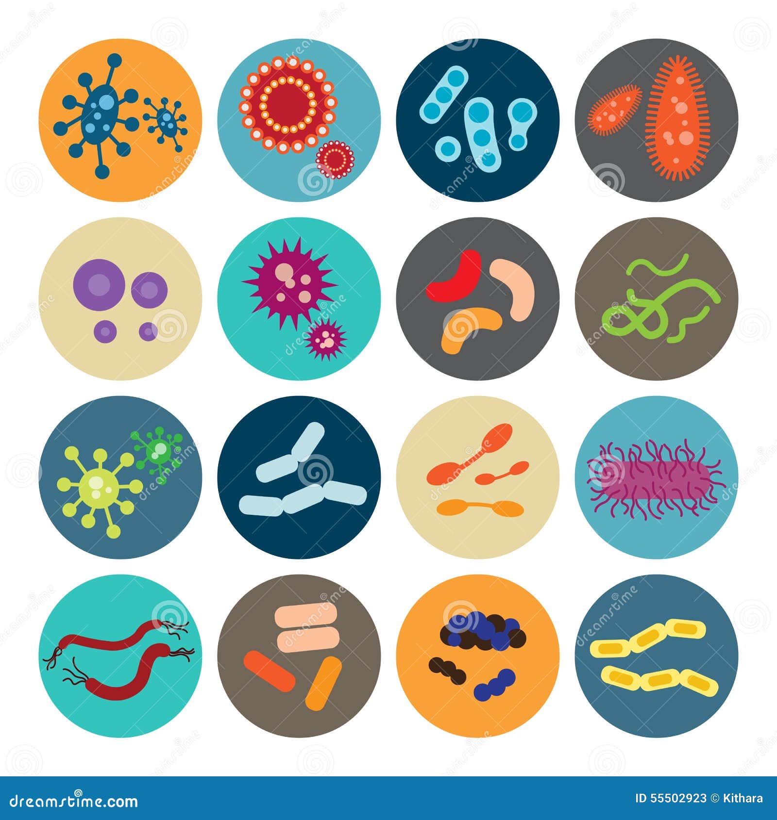Set of Icons with Bacteria and Virus Stock Vector - Illustration of ...