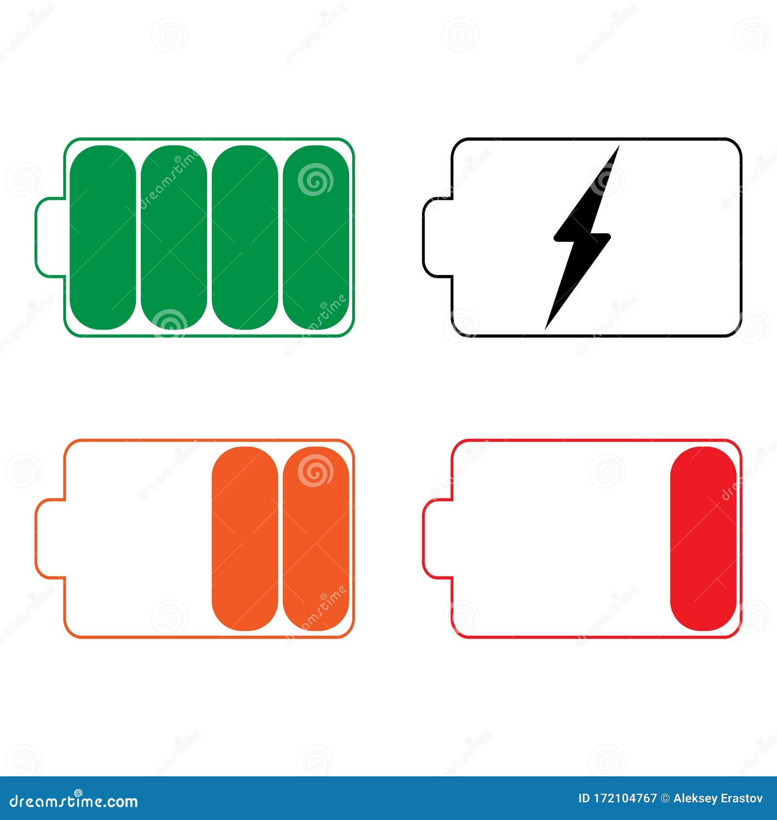Set of Icons for Batteries with Different Types of Charge. Vector ...