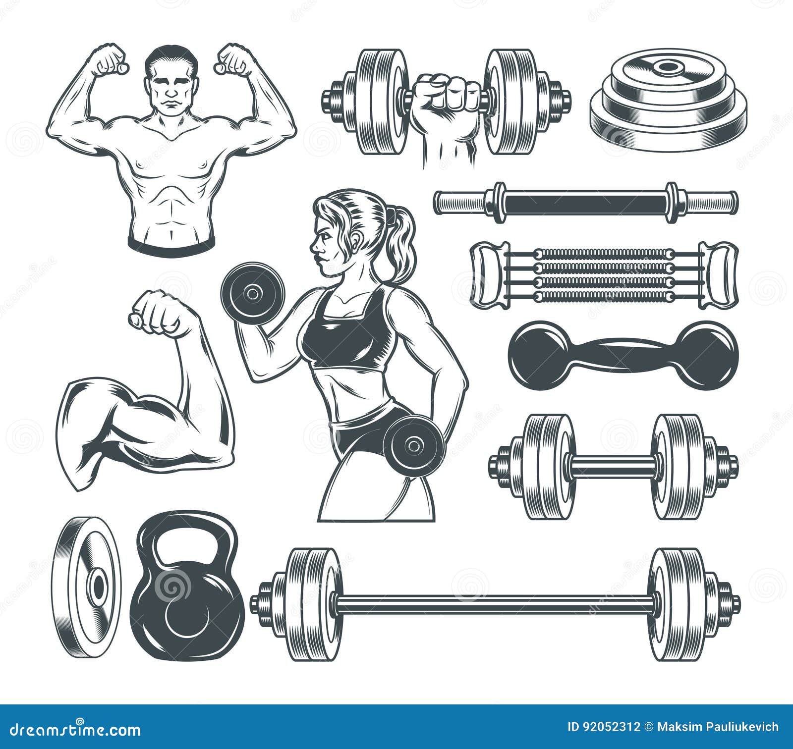 Set Icons for Bodybuilding Isolated on White. Stock Illustration ...