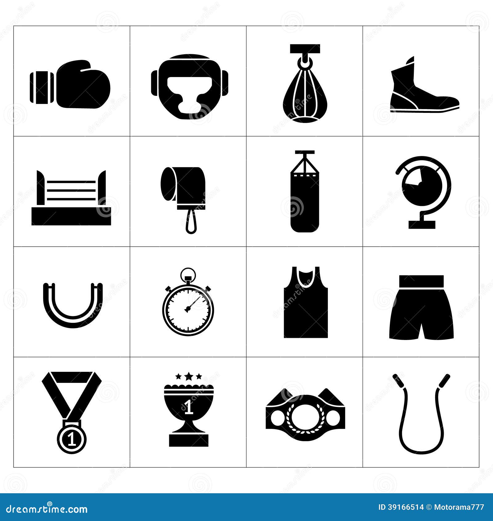 Set icons of boxing stock vector. Illustration of fight - 39166514