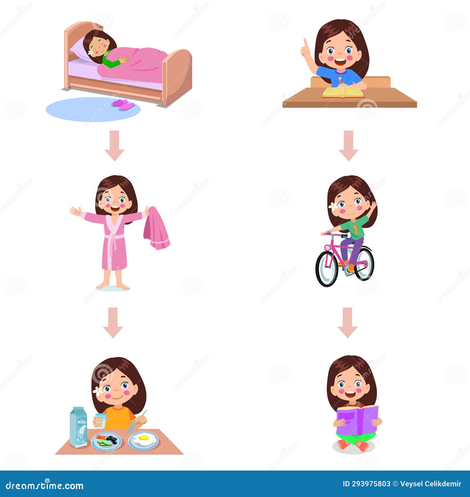 A Set of Icons for a Boy daily Routine Stock Vector - Illustration of ...