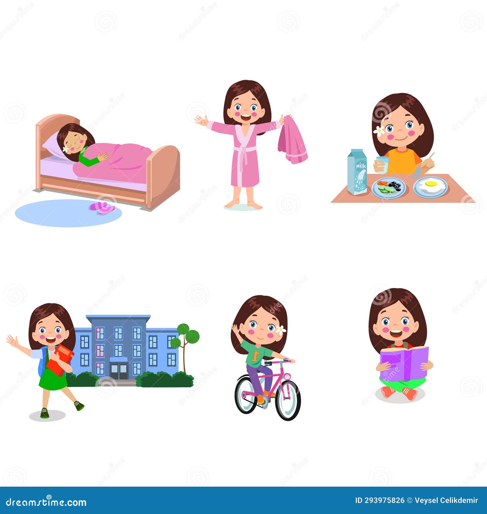 A Set of Icons for a Boy daily Routine Stock Vector - Illustration of ...