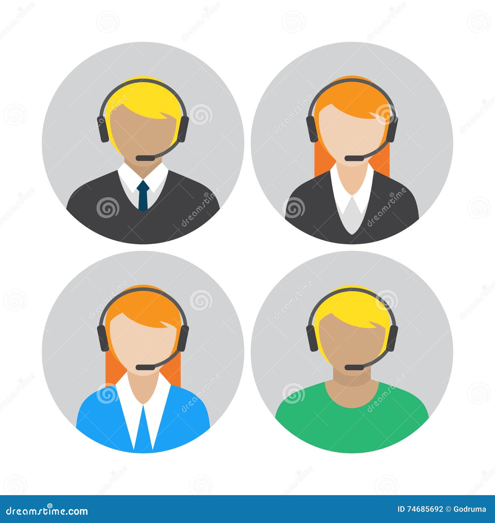 Set of Icons with the Callcenter Agents Talking through Headset Stock ...