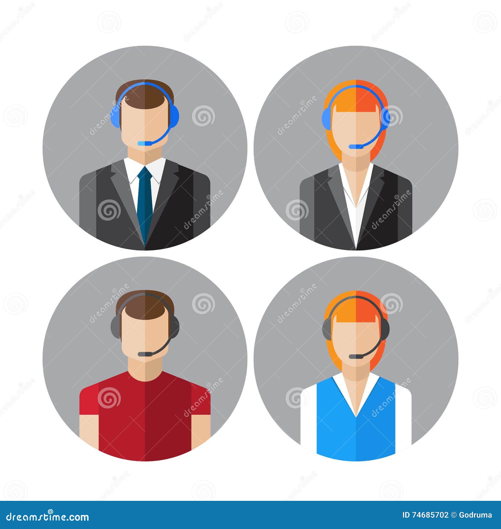 Set of Icons with the Callcenter Agents Talking through Headset Stock ...