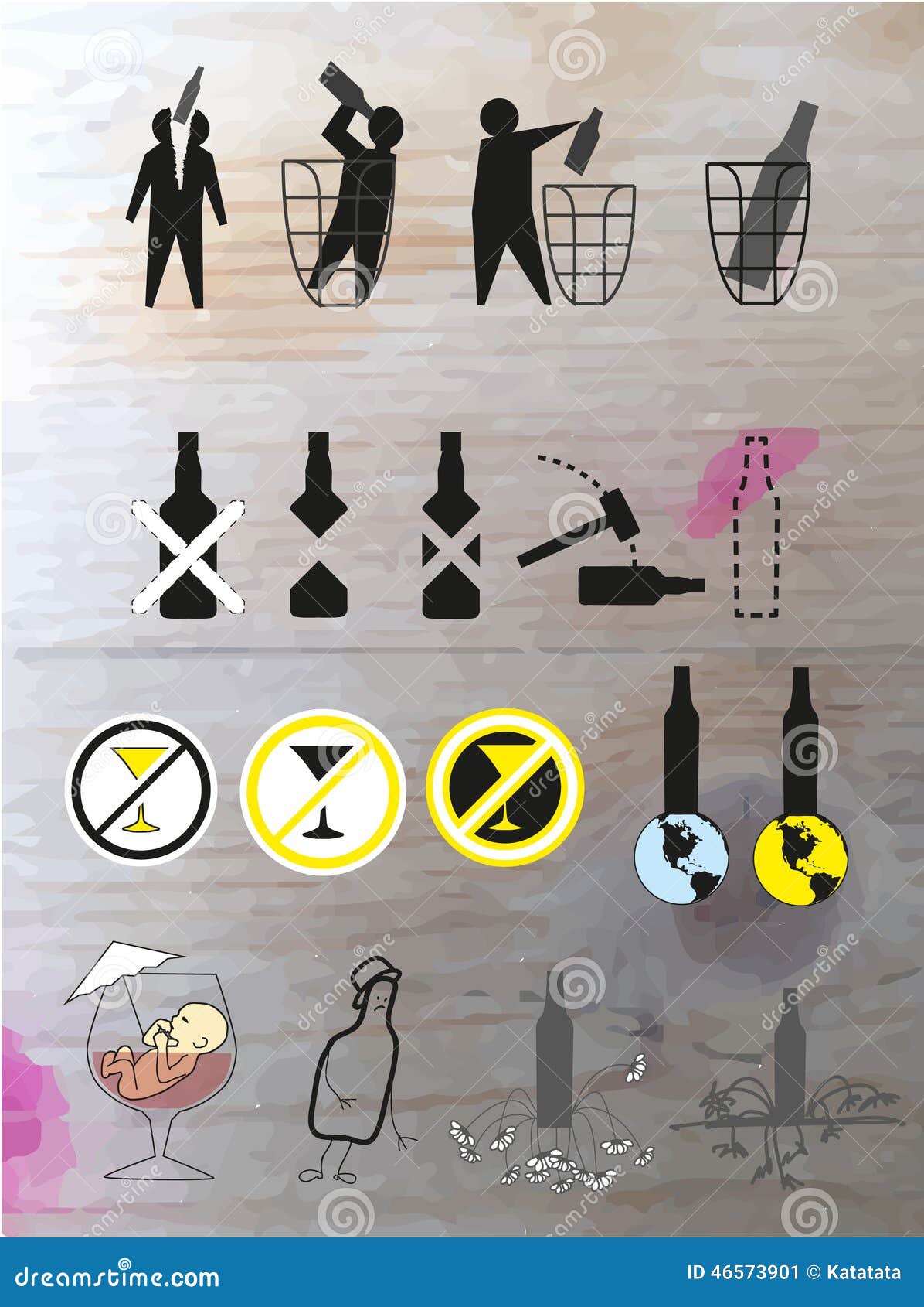 Set of Icons Calling for Getting Rid of Bad Habits Stock Vector ...