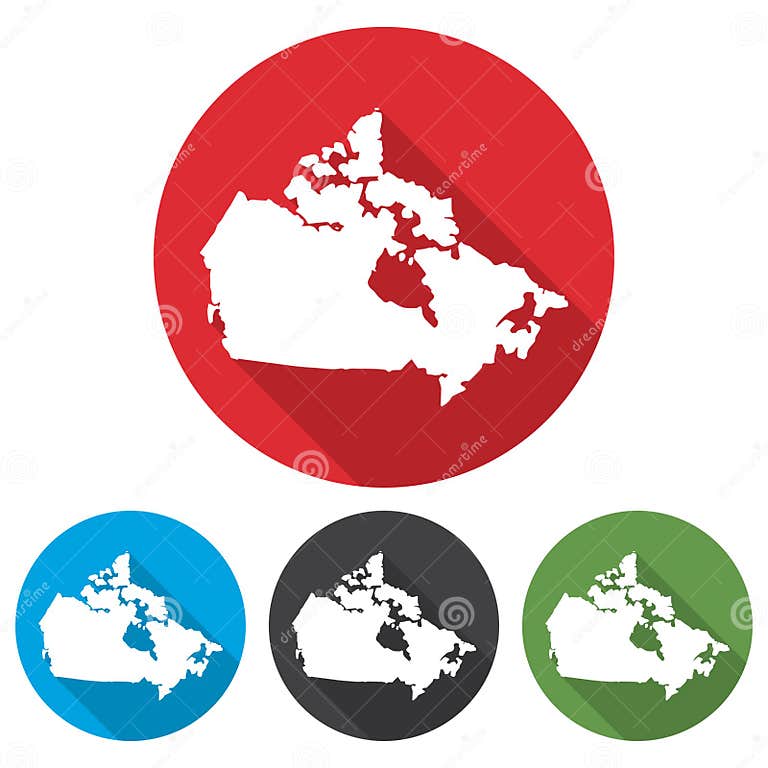 Set of Icons Canada Map in a Flat Design Stock Vector - Illustration of ...