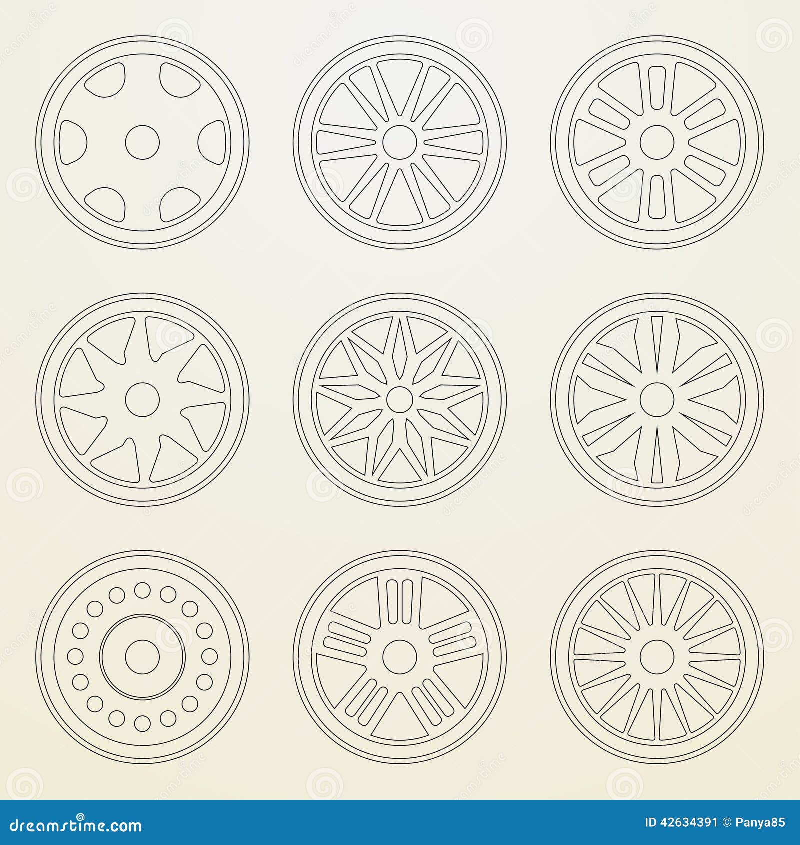 Set of Icons of a Car Rims. Stock Vector - Illustration of wheel ...