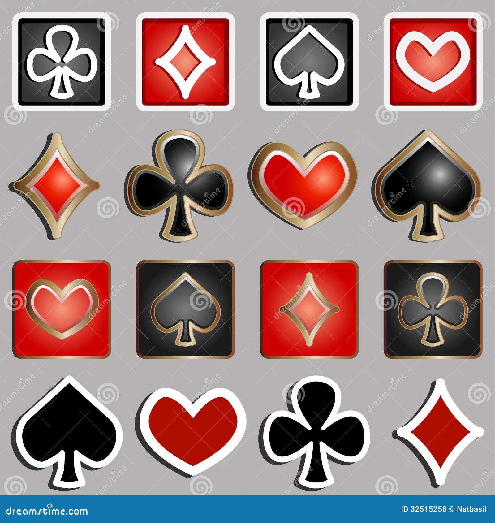 Set of Icons with Card Suits - Vector Illustration Stock Vector ...