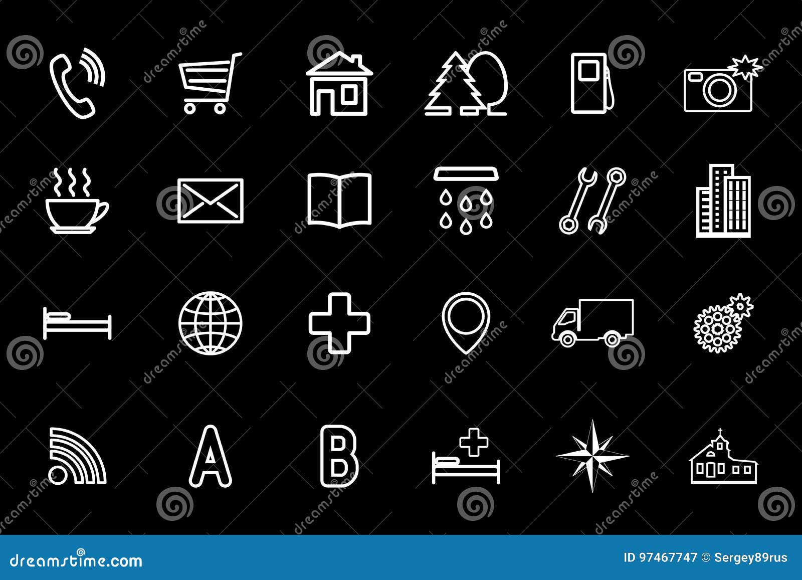 Set of icons for the card. stock vector. Illustration of library - 97467747