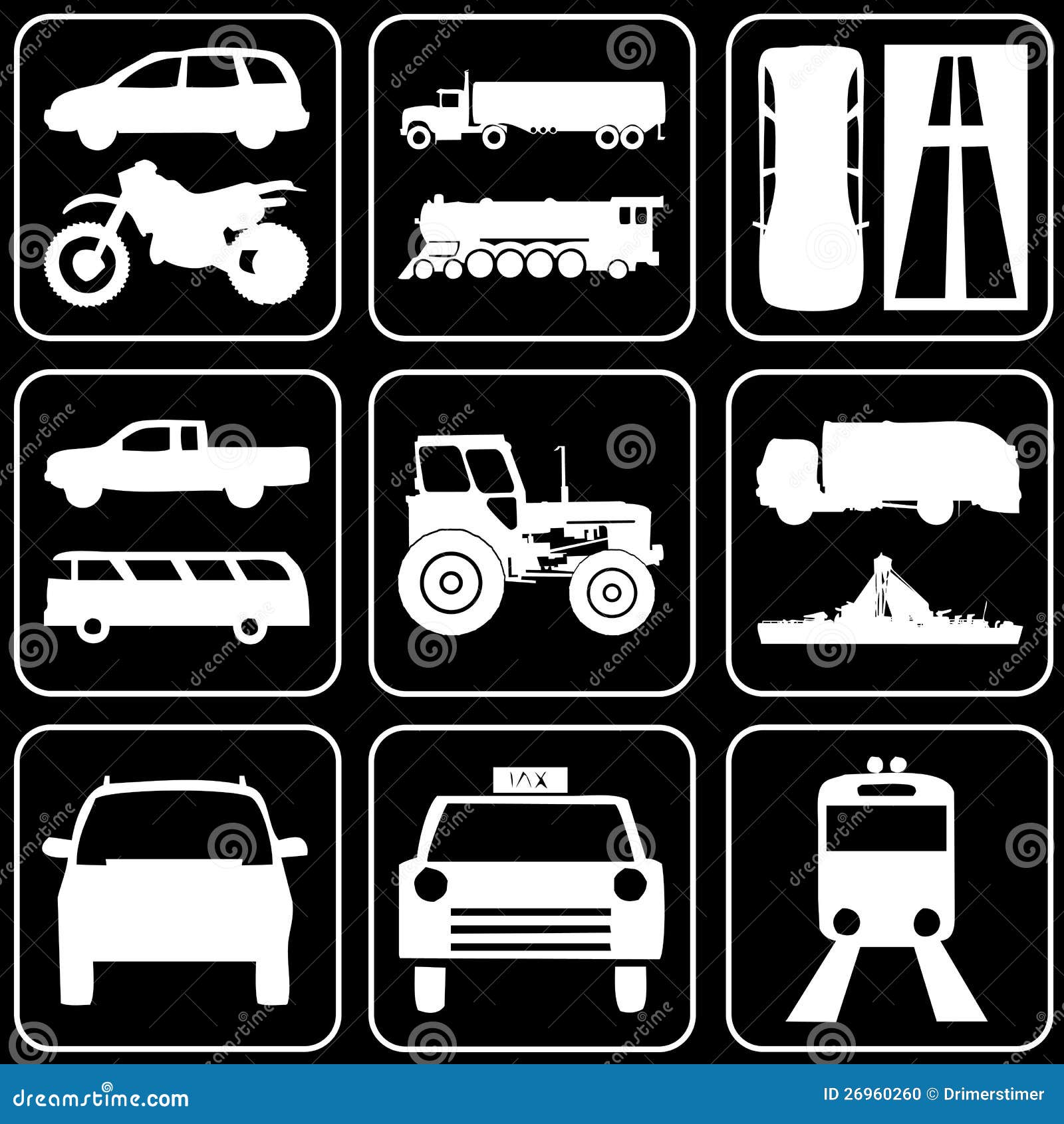 Set of icons (cars) stock vector. Illustration of black - 26960260