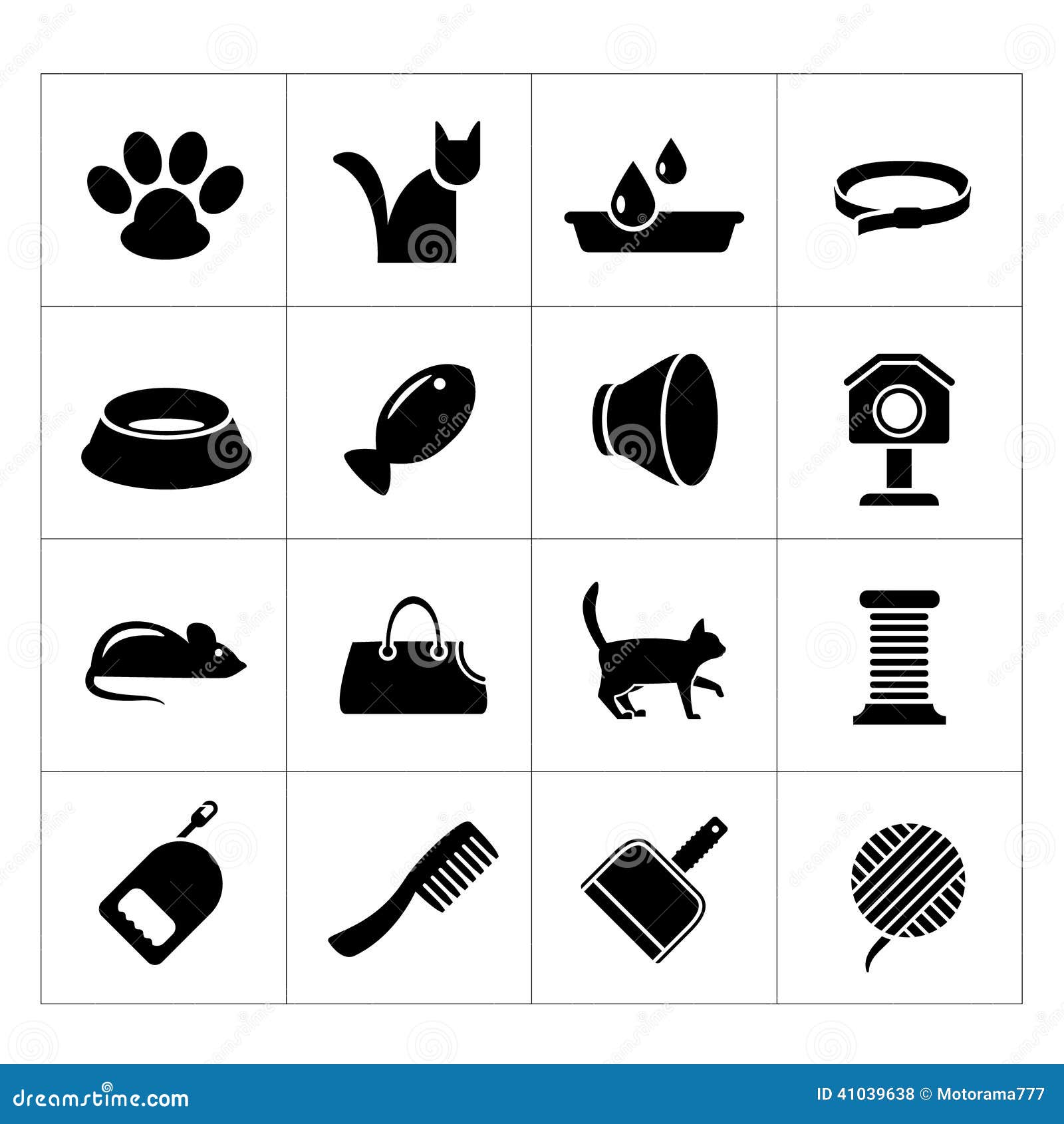 Set Icons of Cats and Cat Accessories Stock Vector - Illustration of ...