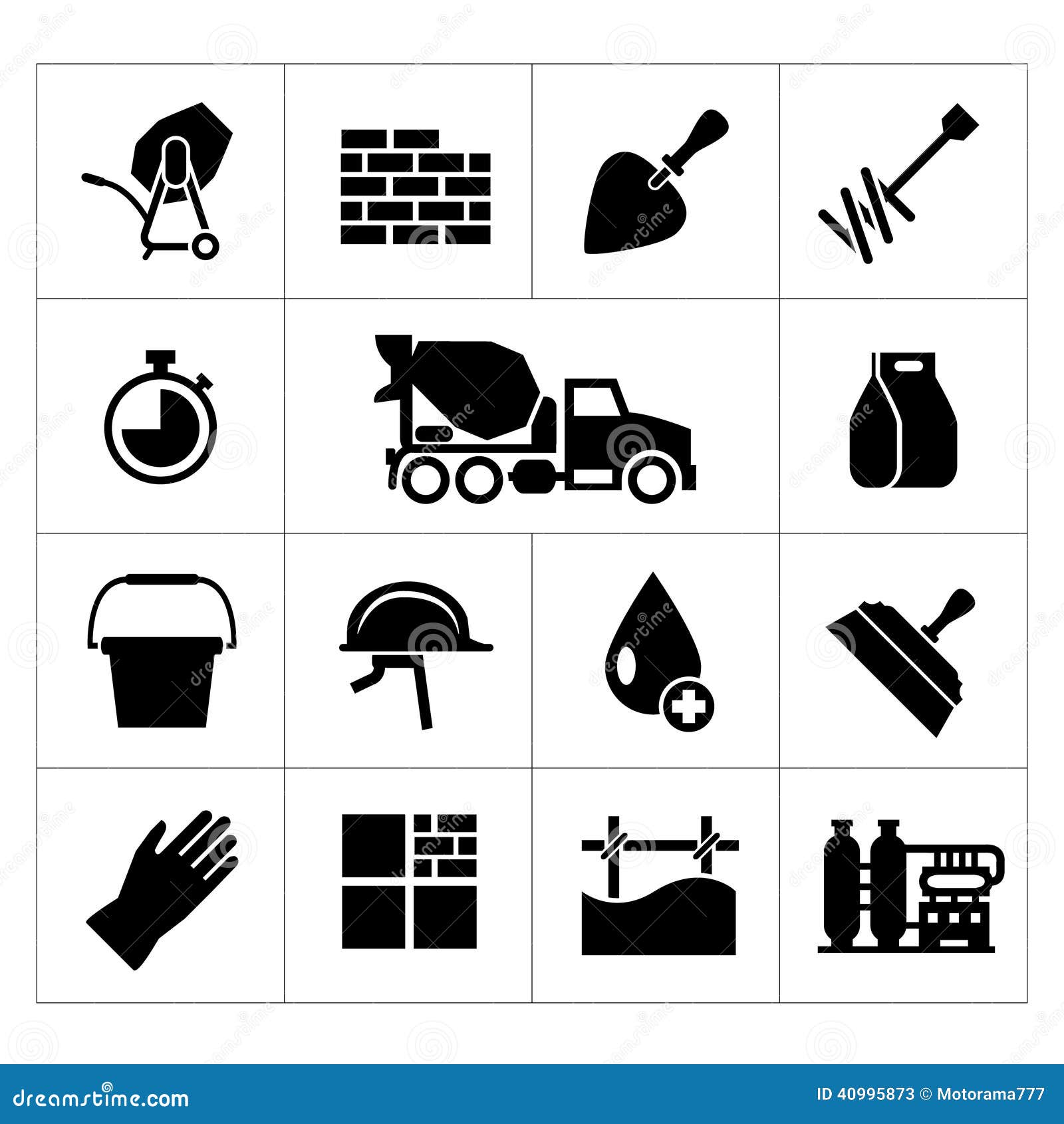 Set Icons of Cement and Concrete Stock Vector - Illustration of ...