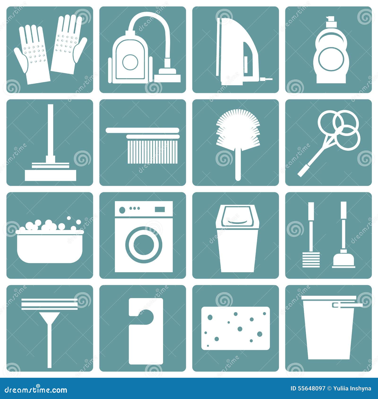 Set of Icons Cleaning, Flat Design, Stock Vector - Illustration of ...