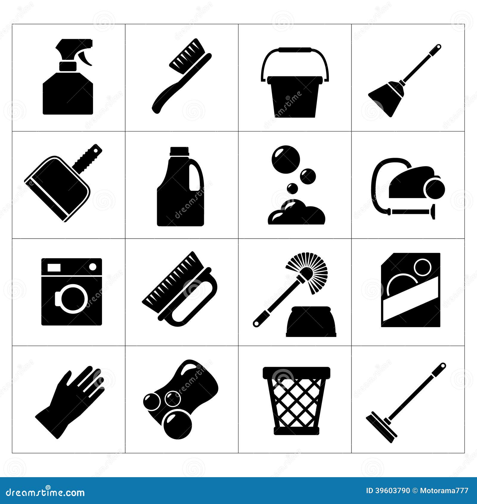 Set icons of cleaning stock vector. Illustration of chores - 39603790