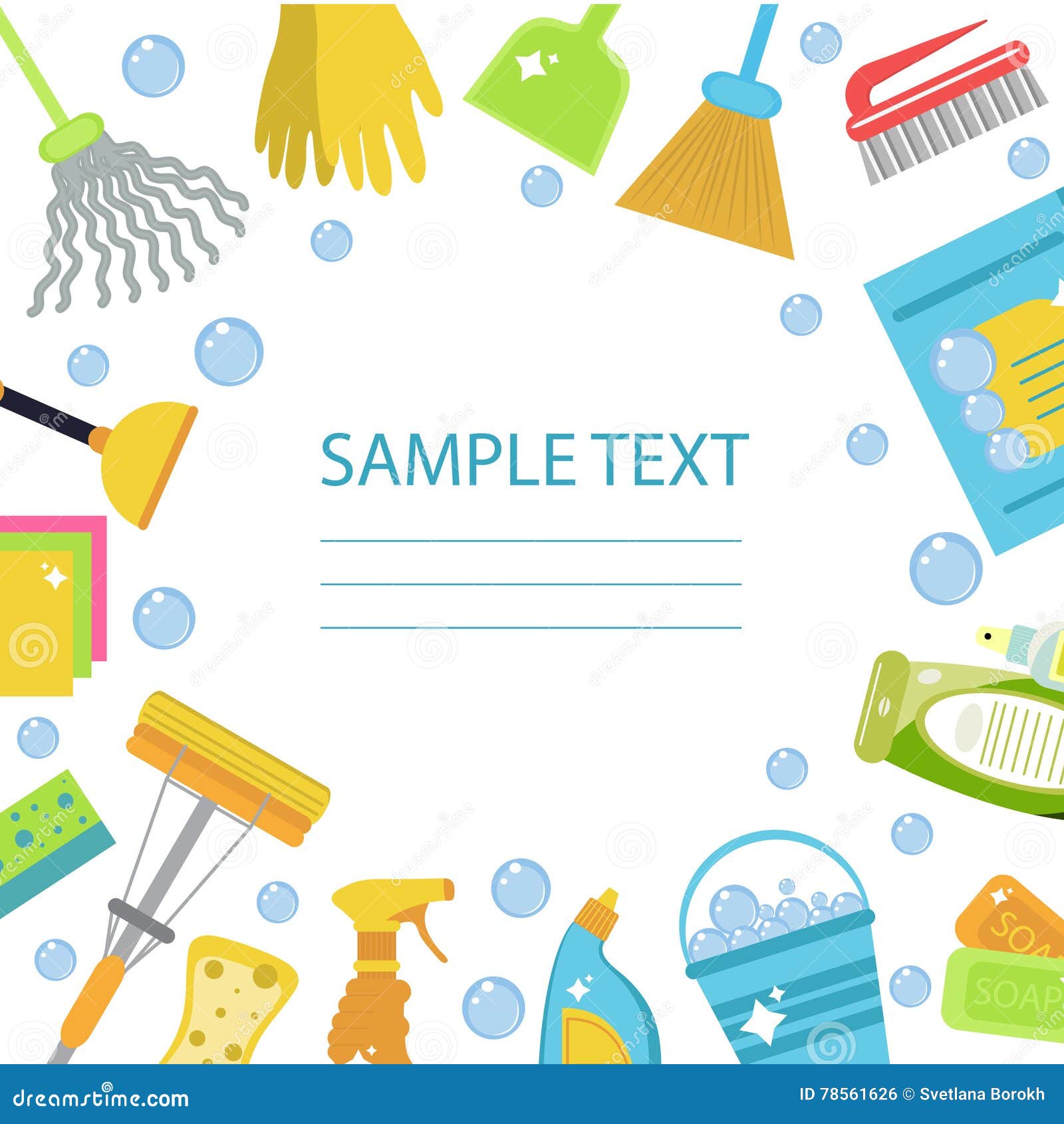 Set of Icons for Cleaning Tools. Cleaning Template for Text, Background ...