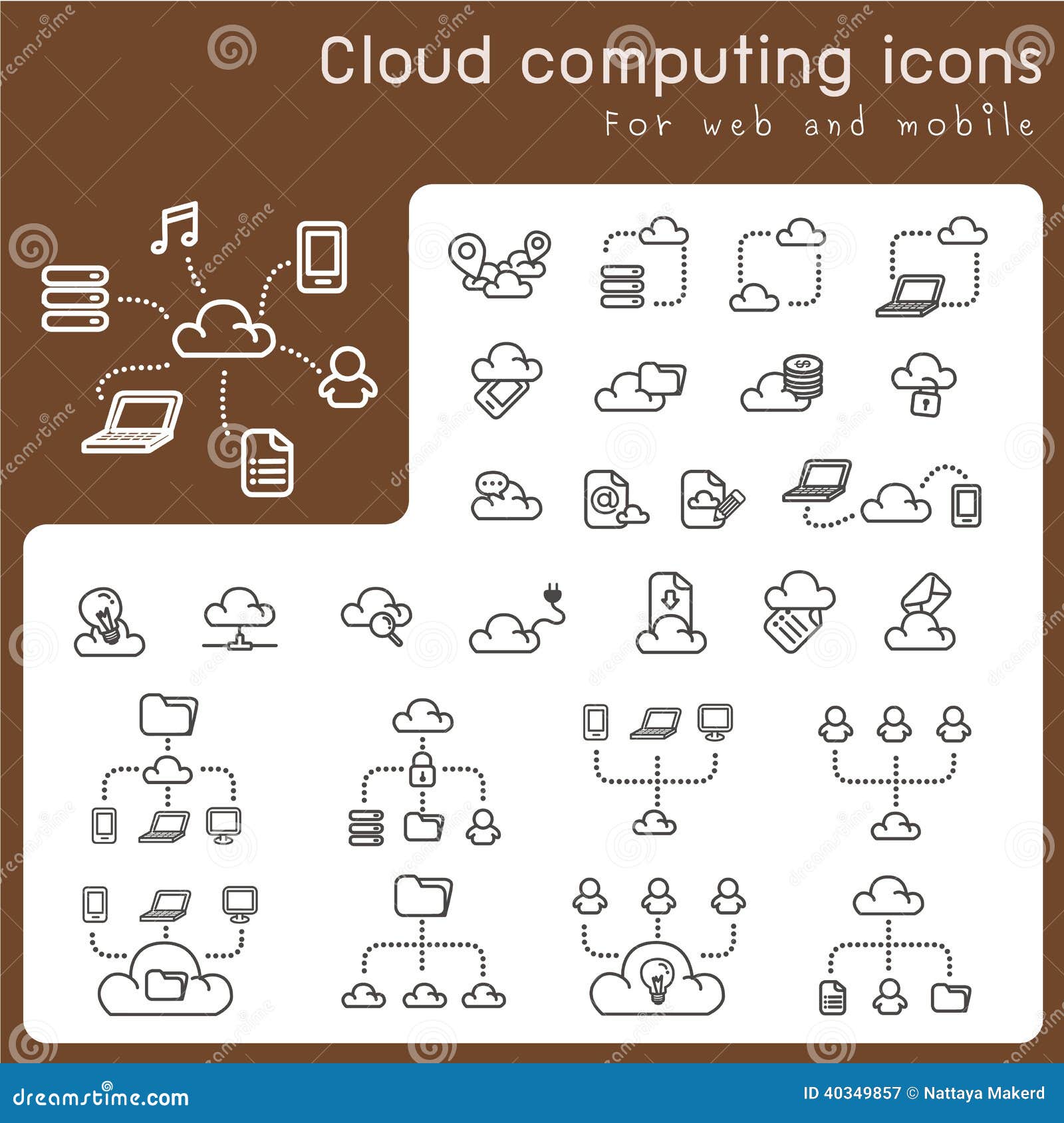 Set of Icons for Cloud Computing Stock Vector - Illustration of global ...
