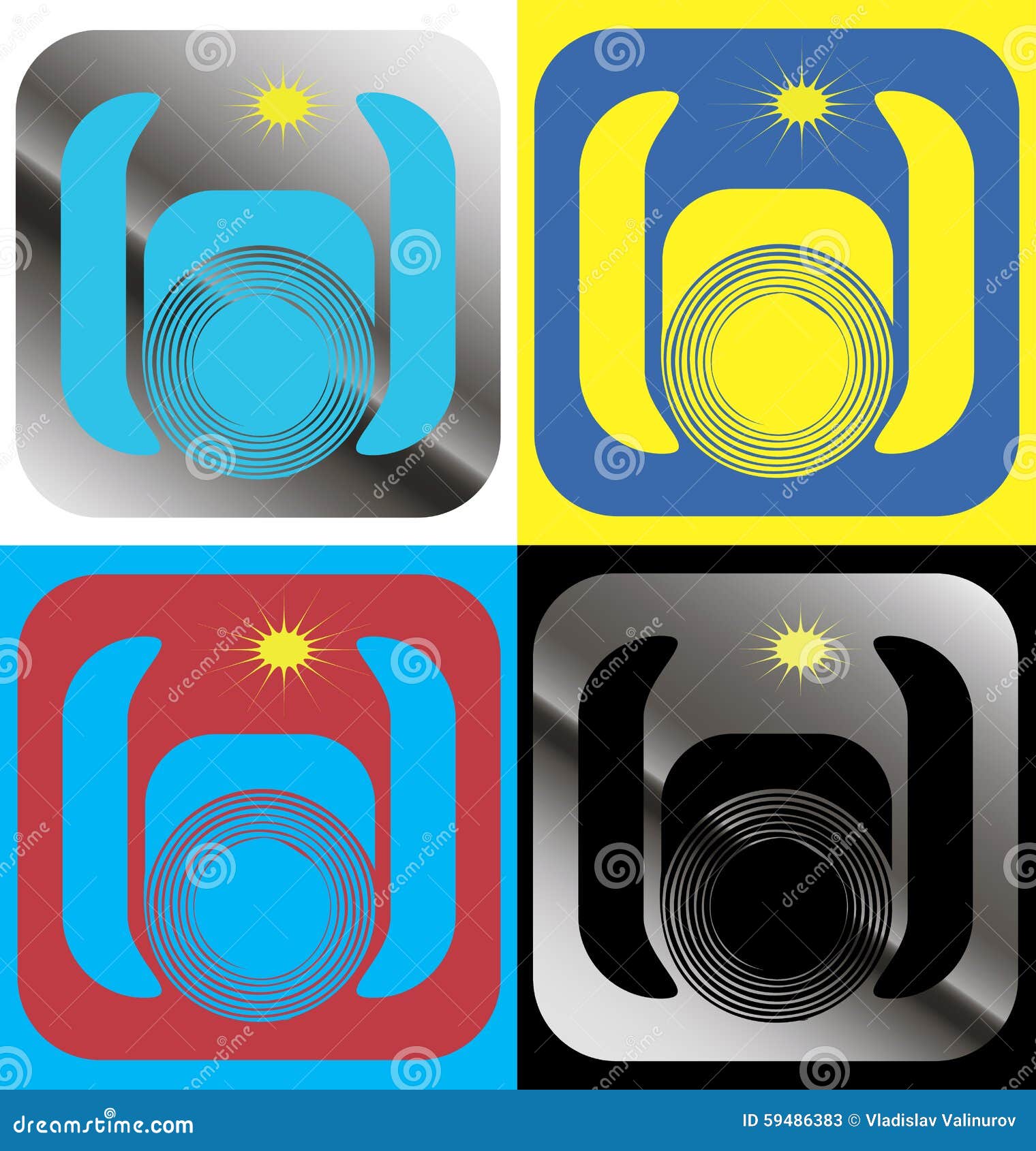 A Set of Icons with a Color Camera Stock Vector - Illustration of logo ...