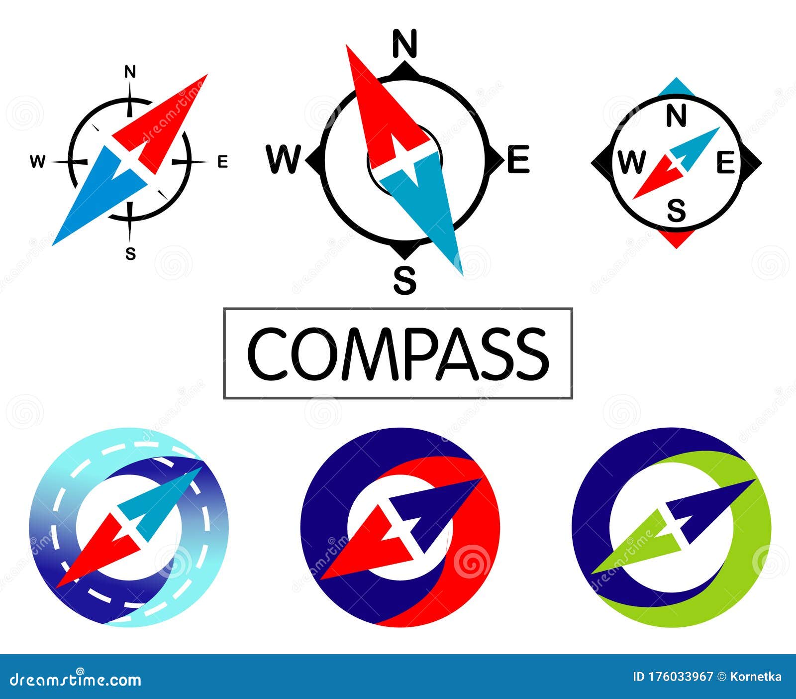 Set Icons Compass Isolated on White Background. Stock Vector ...