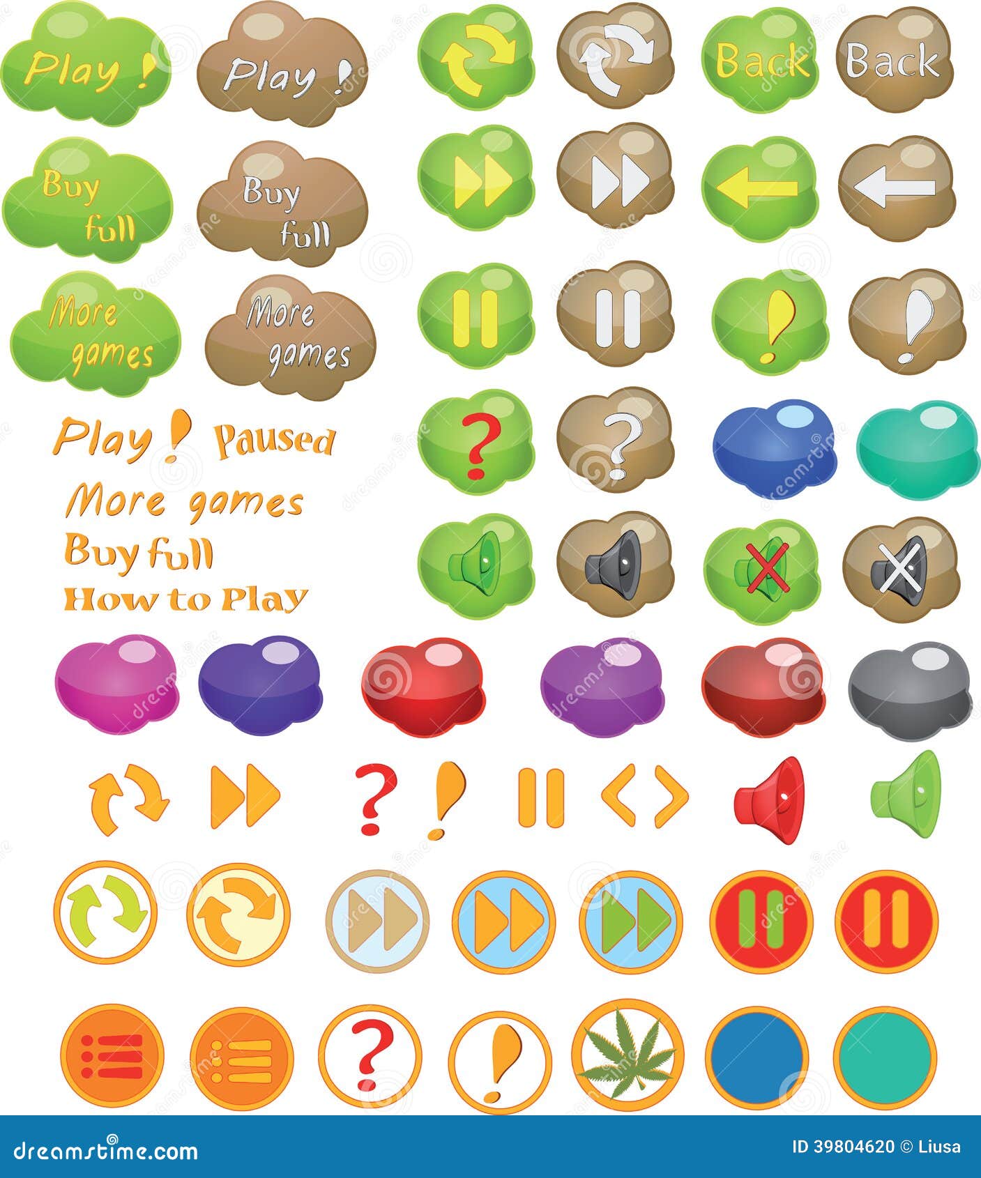 Set of Icons for a Computer Game Stock Vector - Illustration of curve ...