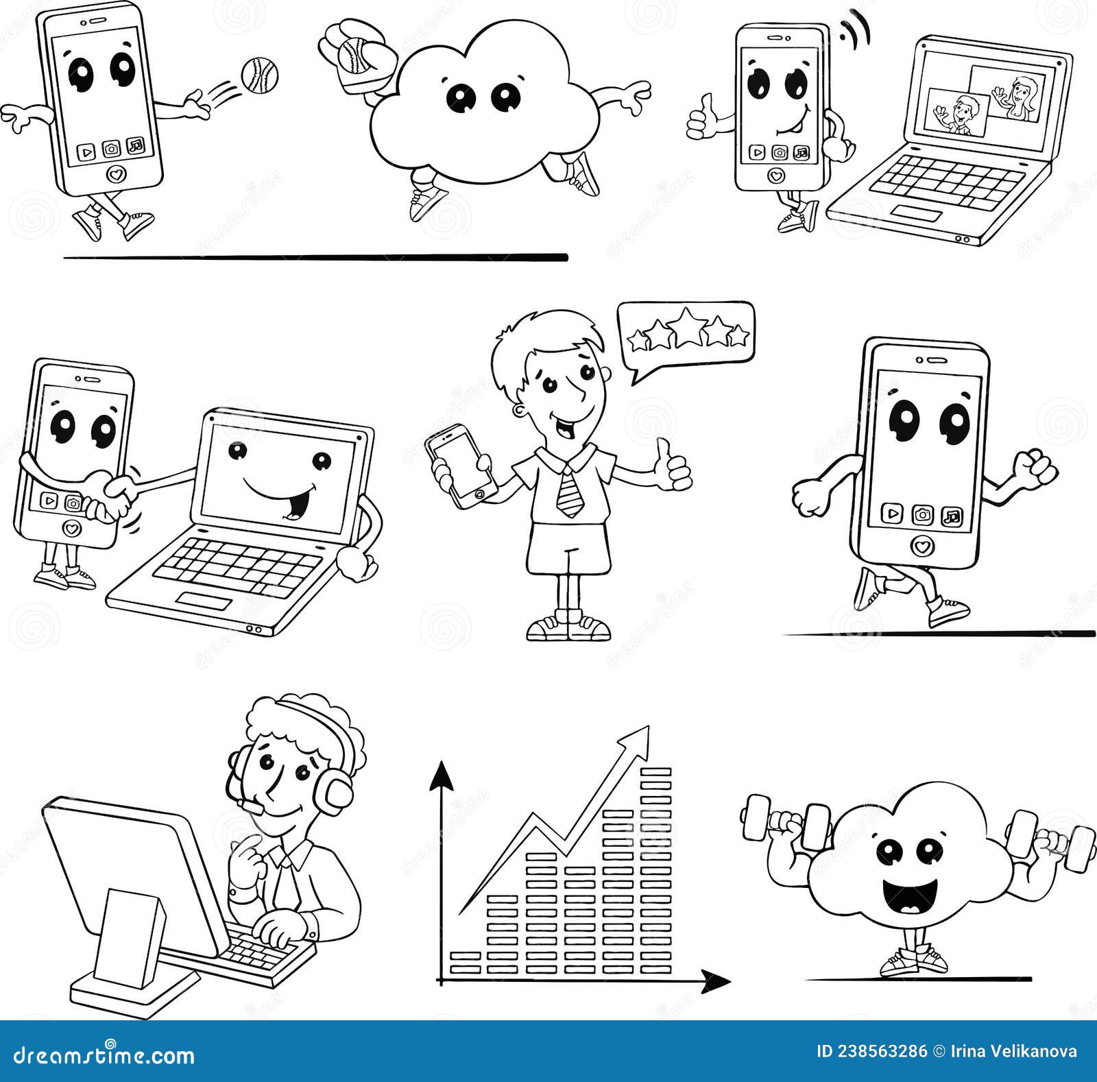 Set of Icons Computer Telephone Communication Icon Stock Vector ...