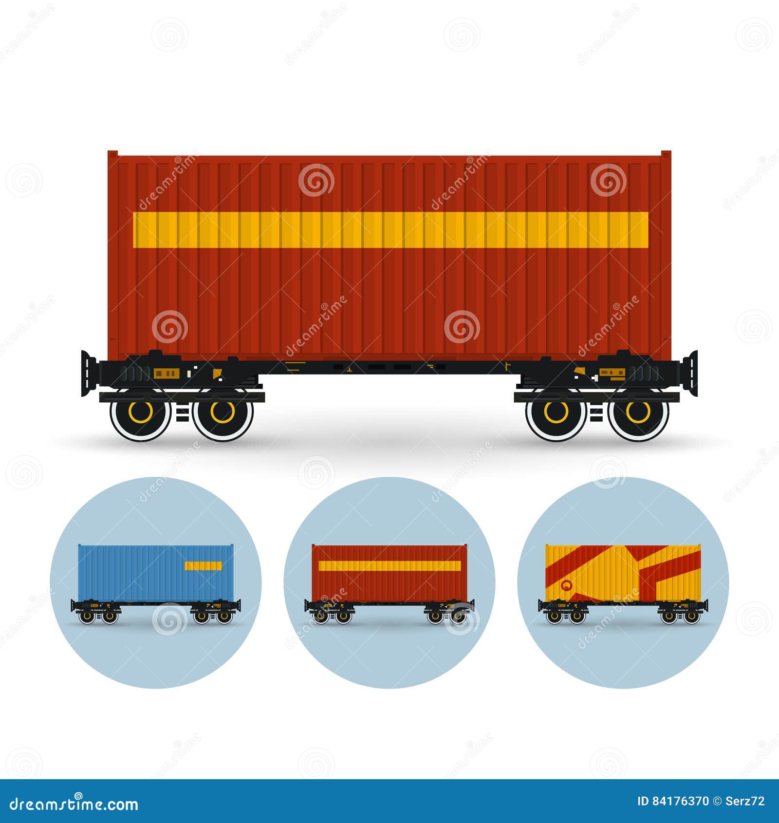 Set of Icons the Containers on a Railway Platform Stock Vector ...