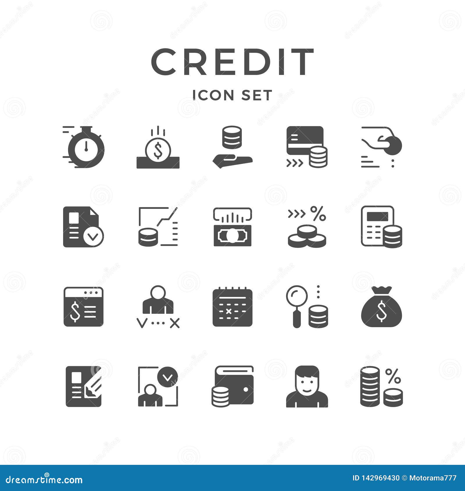 Set icons of credit stock vector. Illustration of check - 142969430