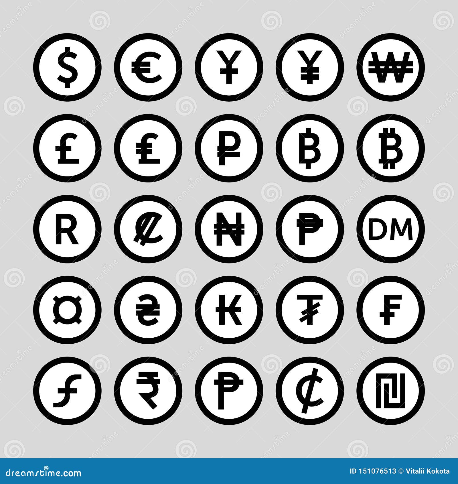 Set of Icons for Currency Symbol Stock Vector - Illustration of cash ...