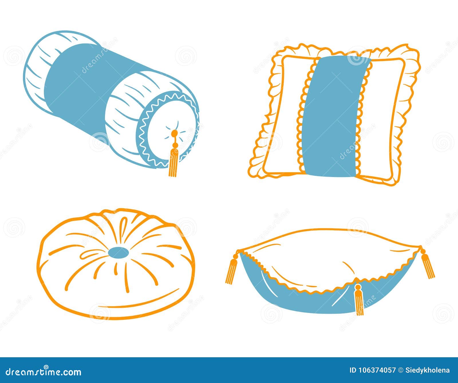 Set icons cushion stock illustration. Illustration of furniture - 106374057