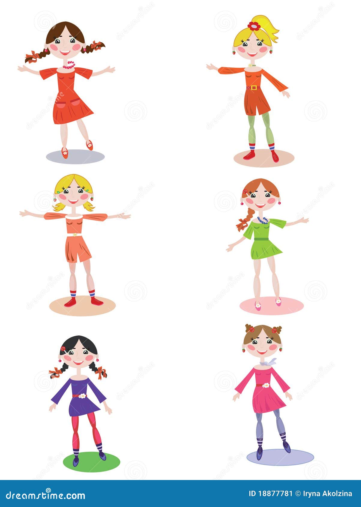 Set icons with cute girls stock vector. Illustration of beauty - 18877781