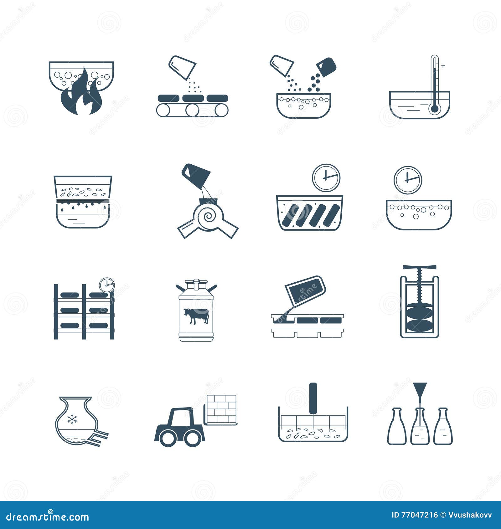 Set of Icons Dairy Product Production Stock Vector - Illustration of ...