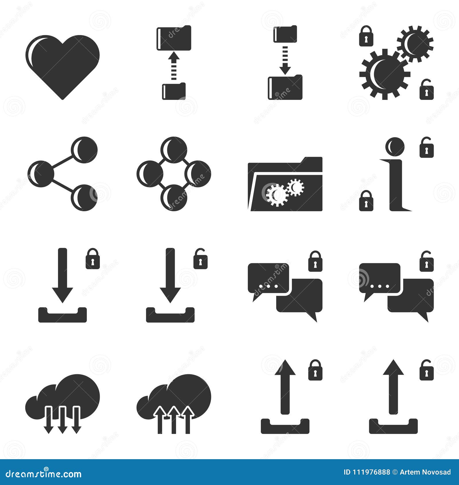 Set of Icons for Data Transmission, Storage and Configuration of Open ...