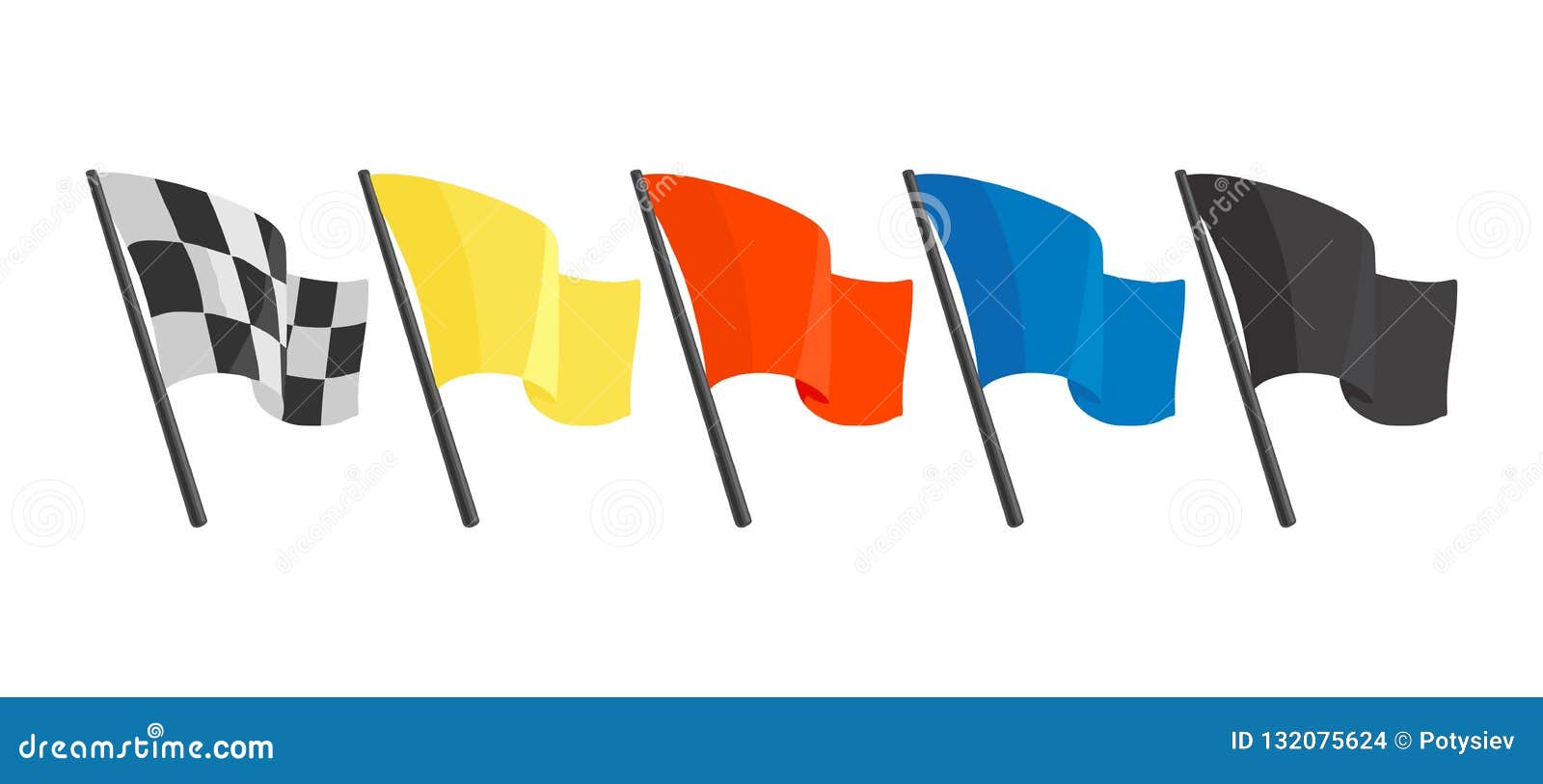 Set Icons with Different Flags for Race. Vector Flat Illustration Stock ...
