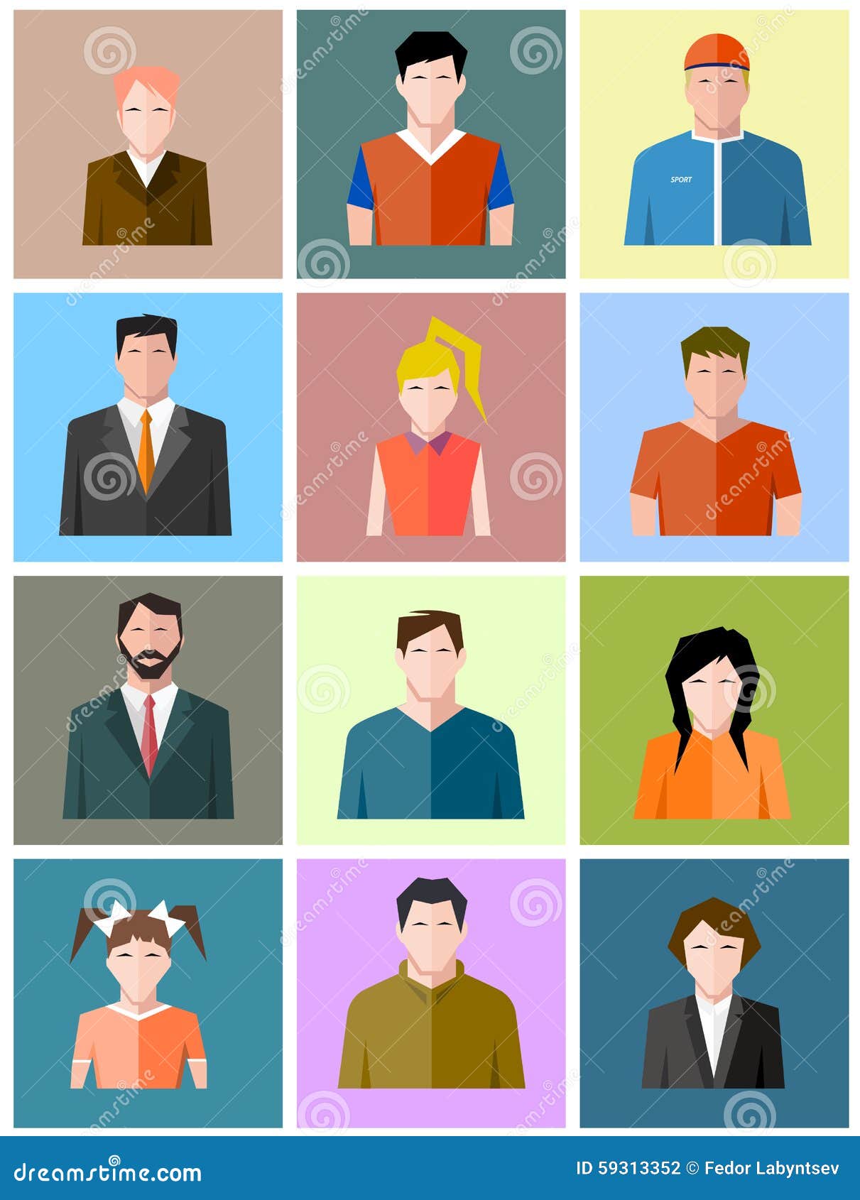 Set of Icons of Different People Stock Vector - Illustration of hair ...
