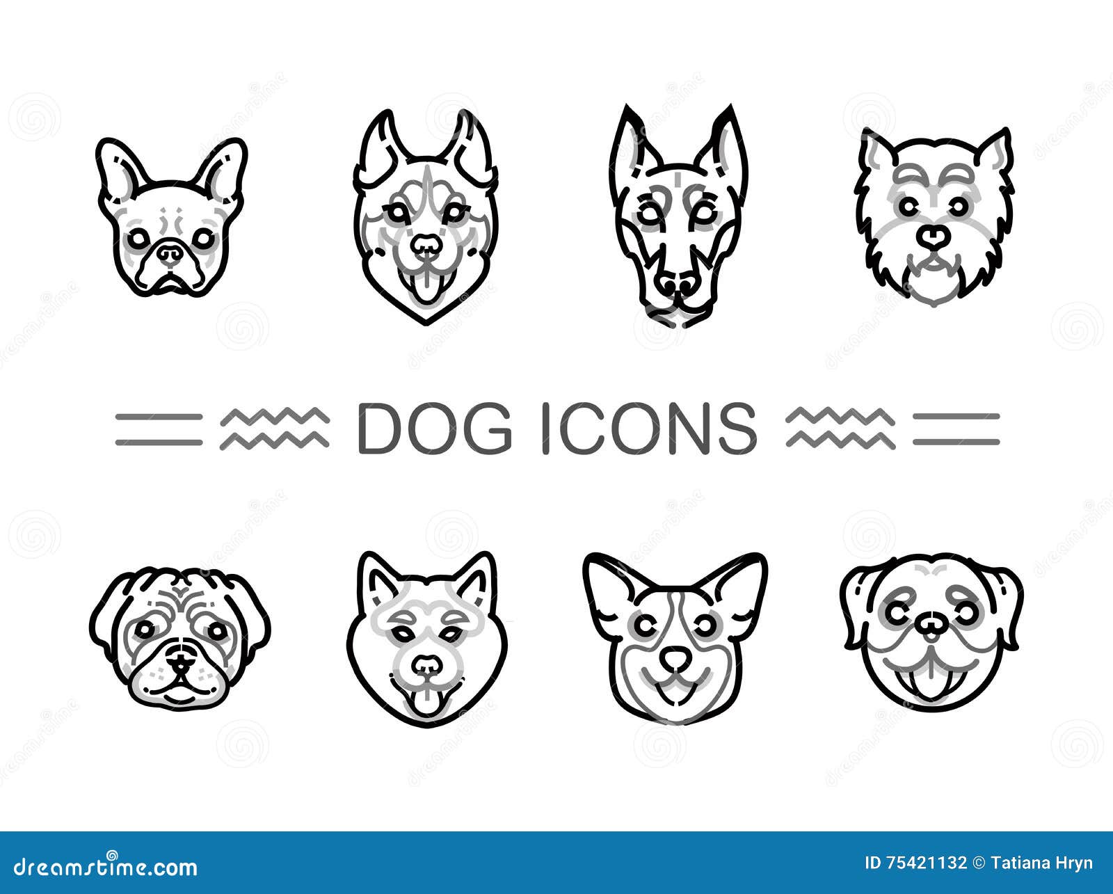 Icons With Dogs Part 33 Vector Illustration | CartoonDealer.com #133011392
