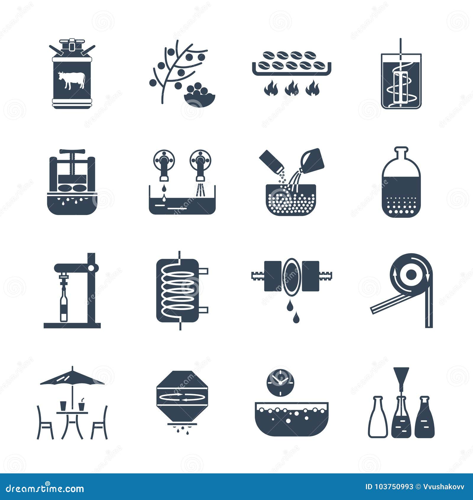 Set of Icons Drinks and Beverages Production Stock Vector ...