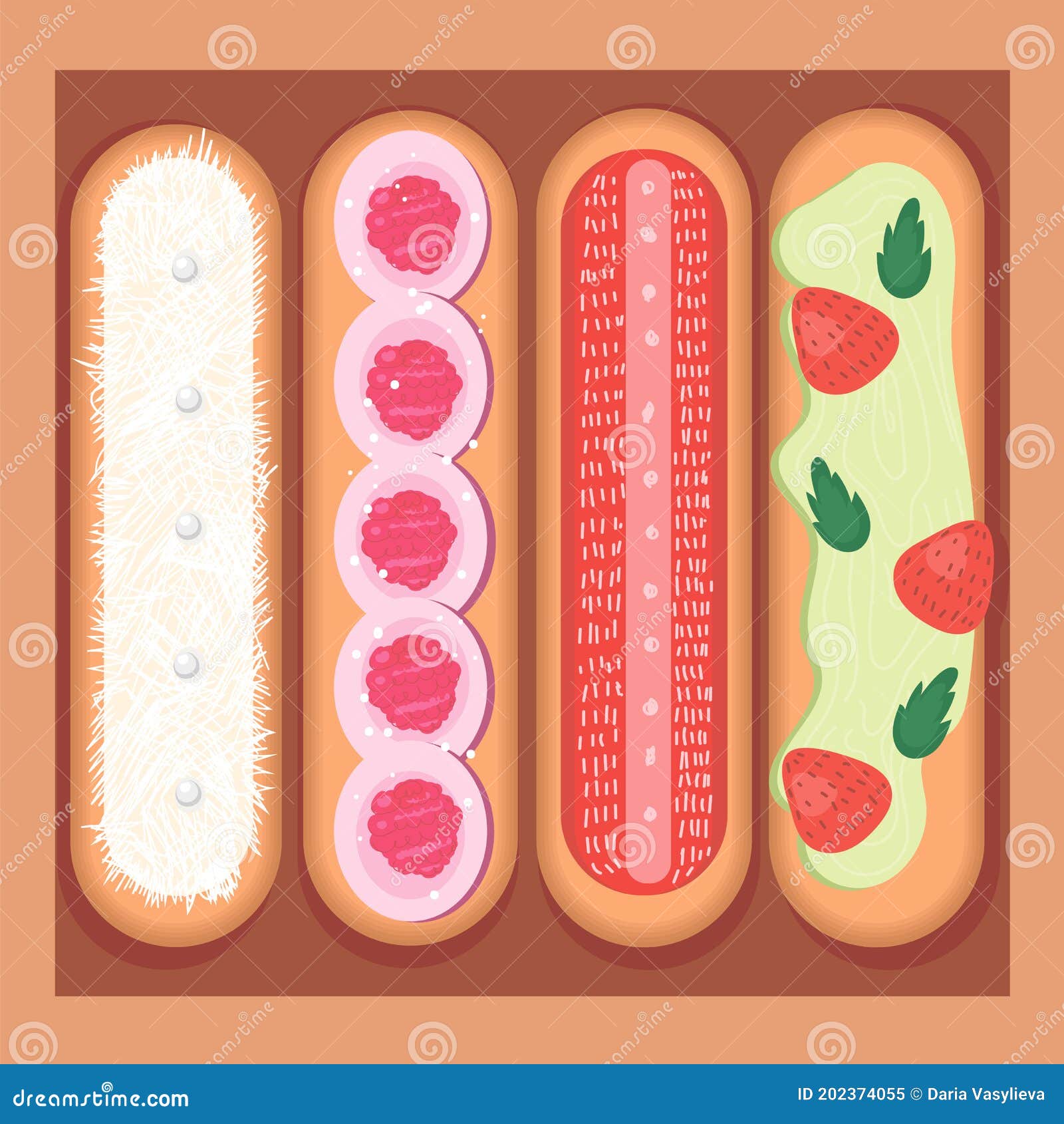 Set of Icons, Set of Eclairs Stock Vector - Illustration of icon ...