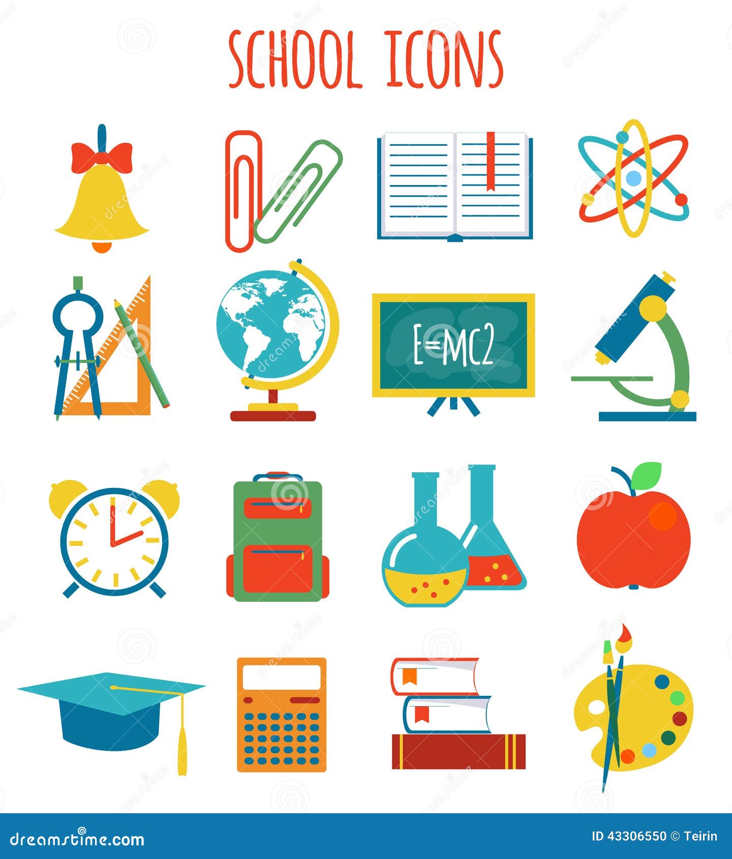 Set of Icons Education.flat Style Stock Vector - Illustration of ...