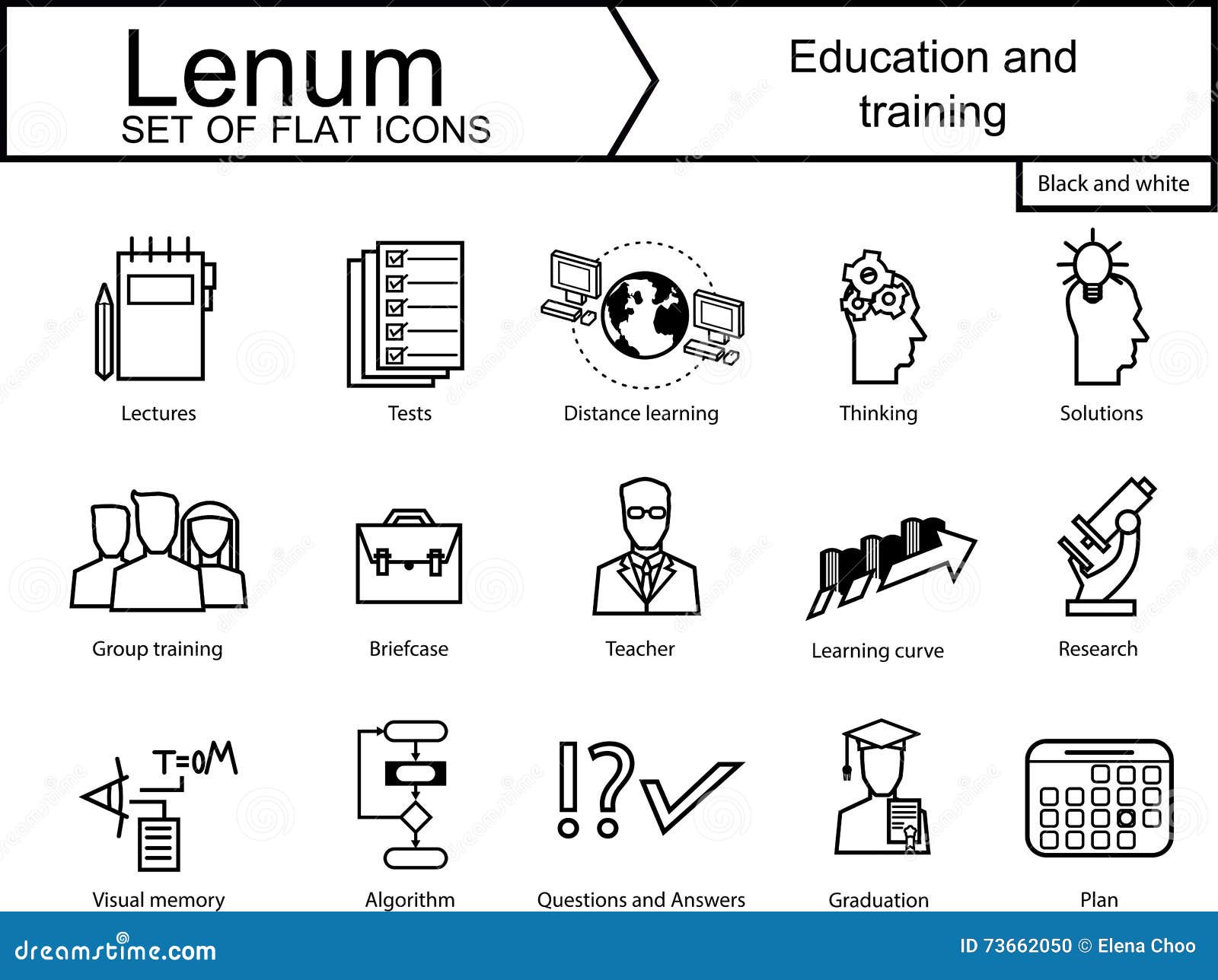 Set of 15 Icons on Education and Training. Stock Illustration ...