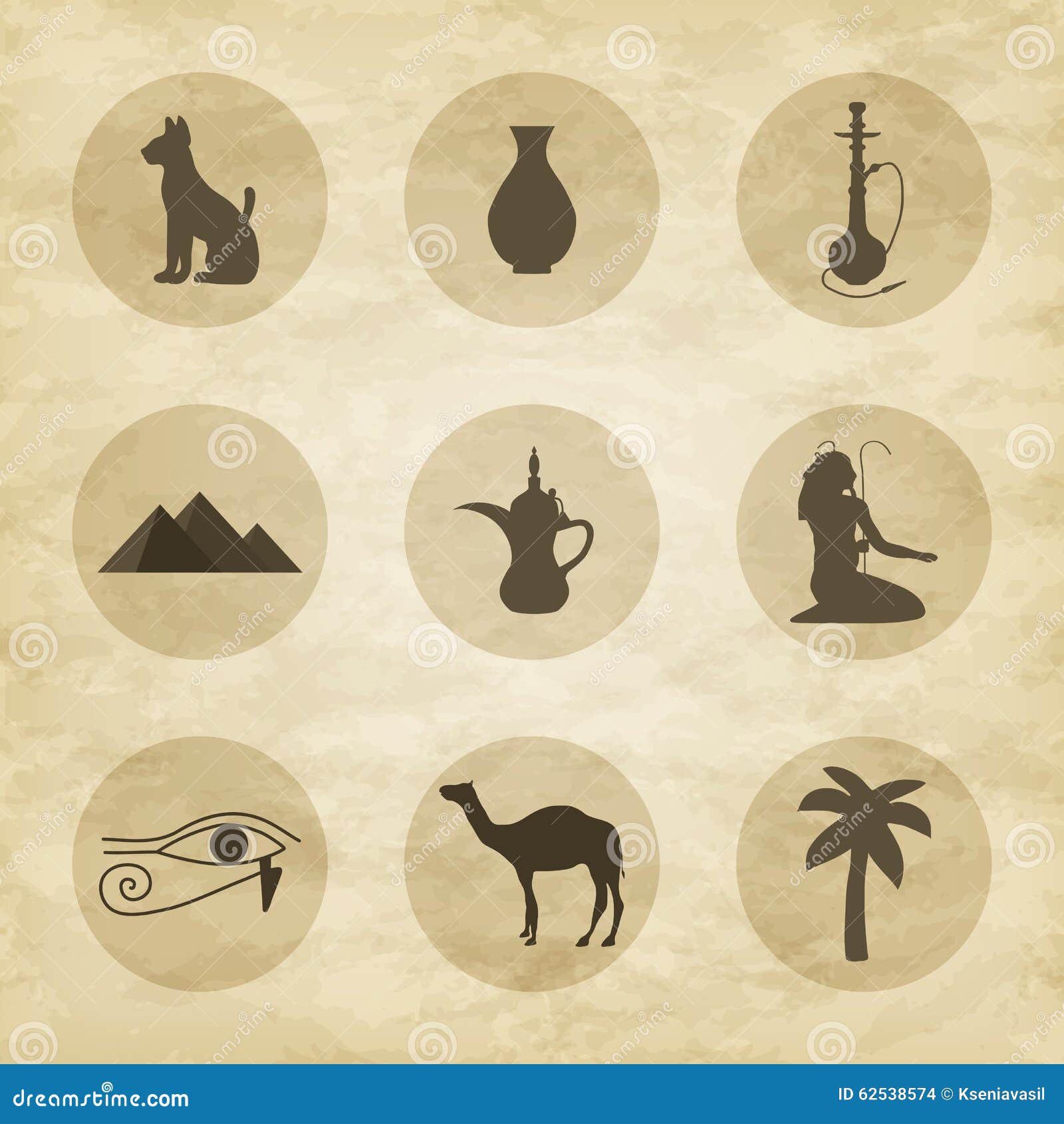 Set of icons of Egypt stock vector. Illustration of symbols - 62538574