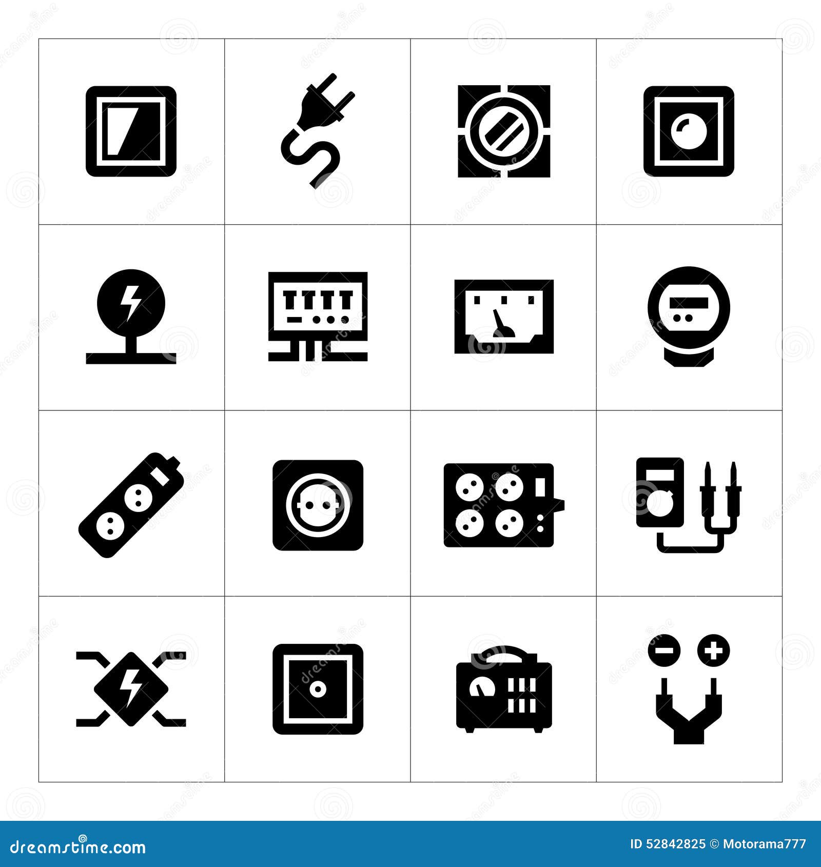 Set icons of electricity stock vector. Illustration of modern - 52842825