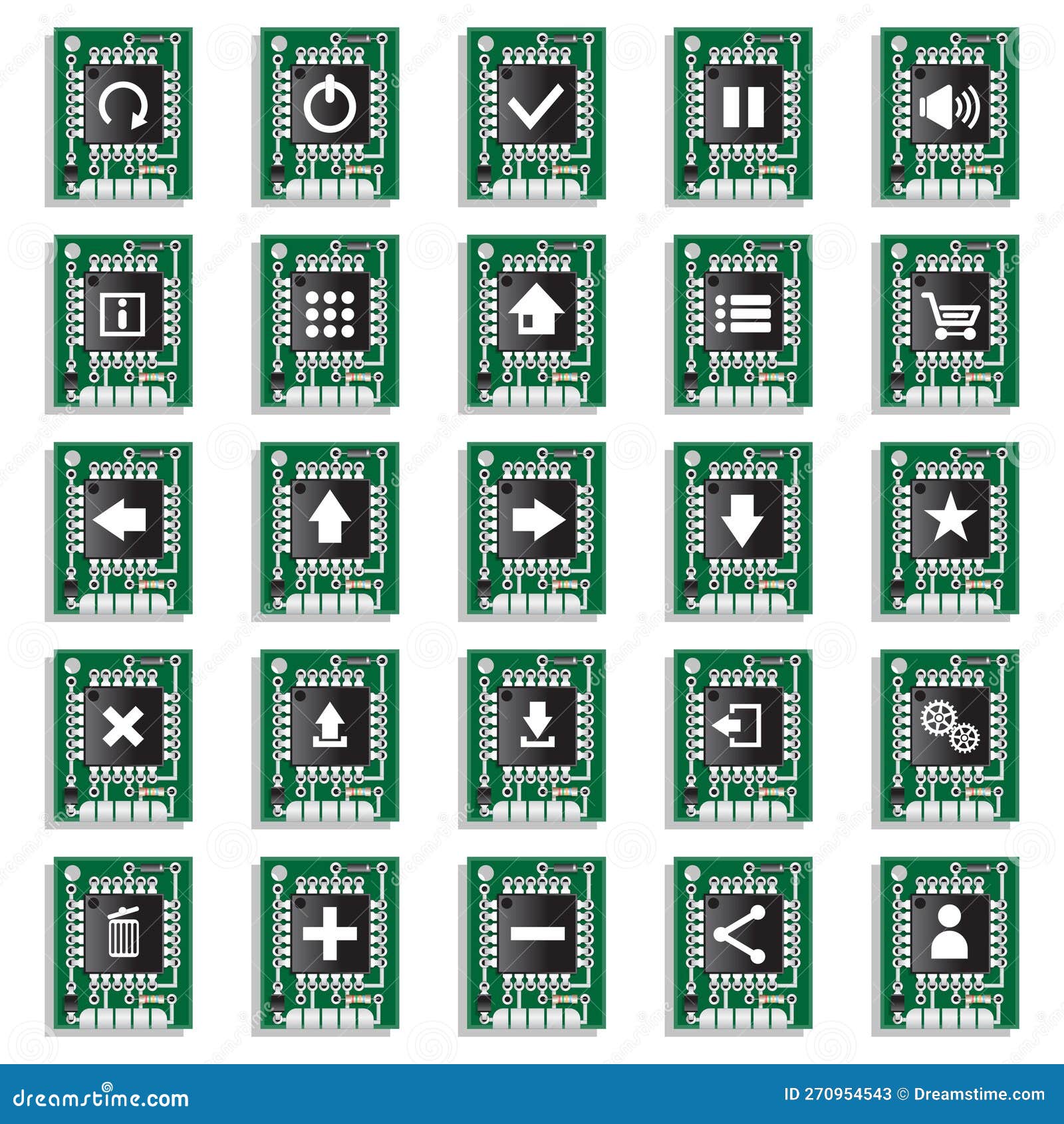 Set of Icons on the Electronic Theme. Stock Vector - Illustration of ...